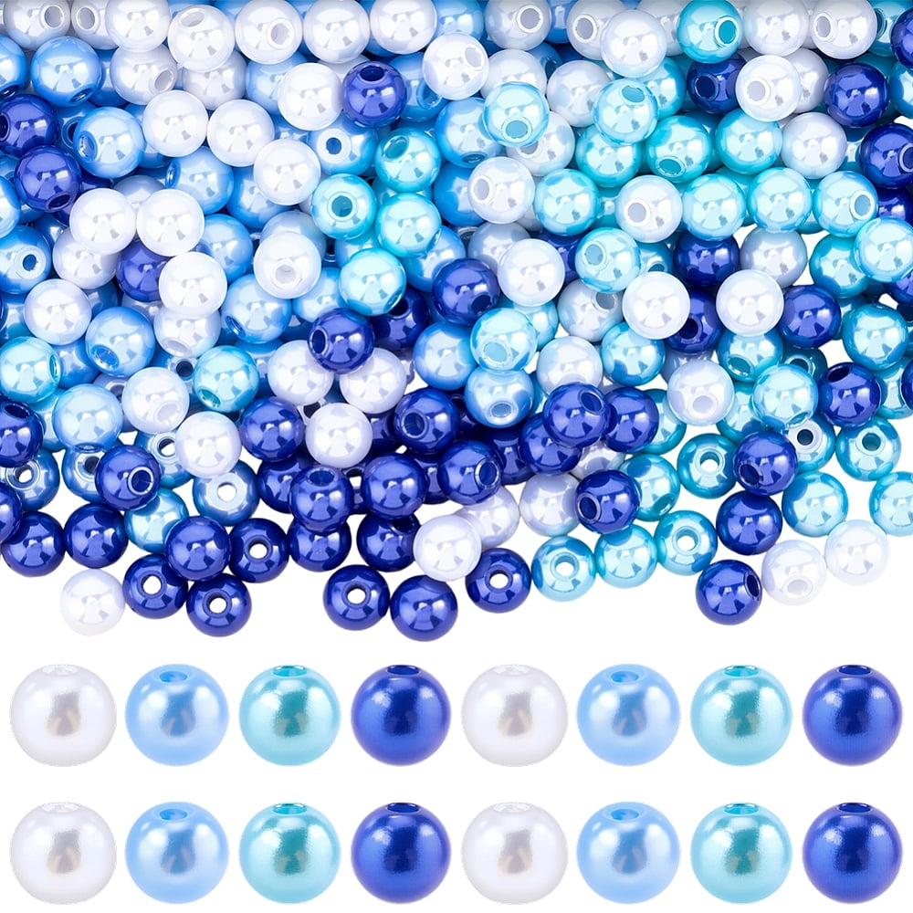1200Pc 4 Style ABS Plastic Imitation Pearl Round Beads Baking Painted ...