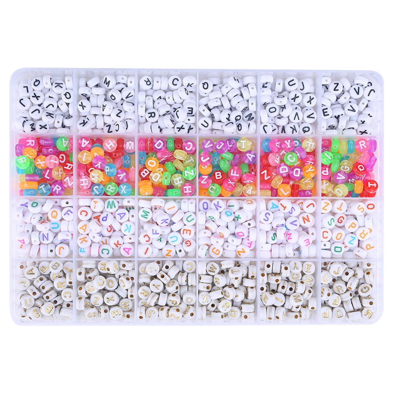 Tachiuwa 1200Pcs Alphabet Letter Beads Set, 6mm Multicolor Loose Beads ...