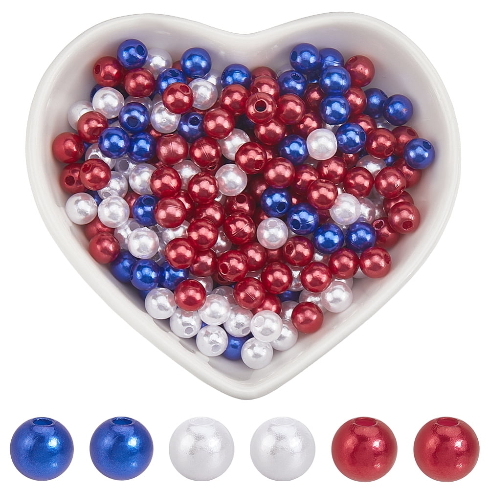 1200Pcs Beads Patriotic Beads Bulk 6mm Small 4th of July Holiday ...