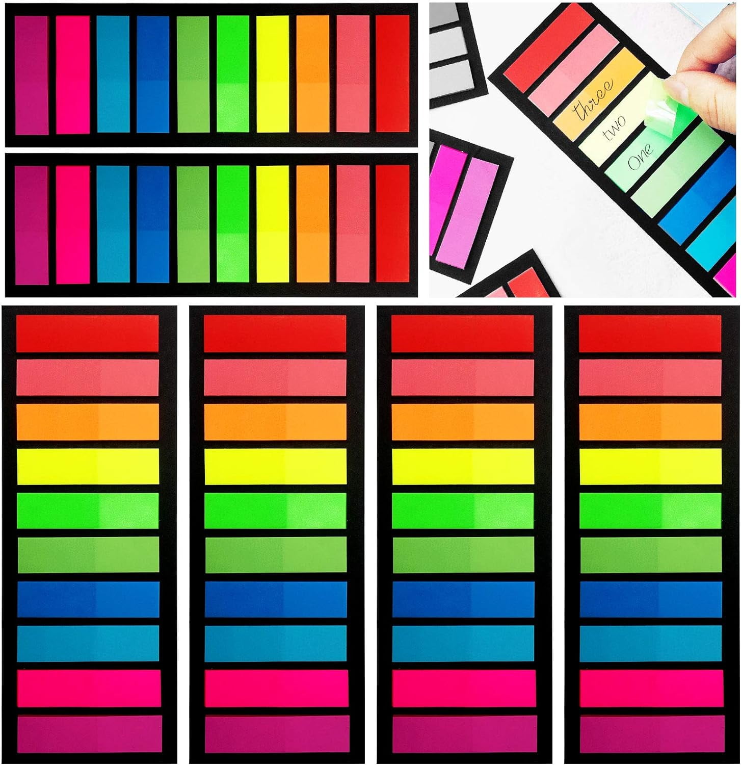 1200Pcs Colored Page Markers,6 Sets Fluorescent Sticky Tabs in 10 ...