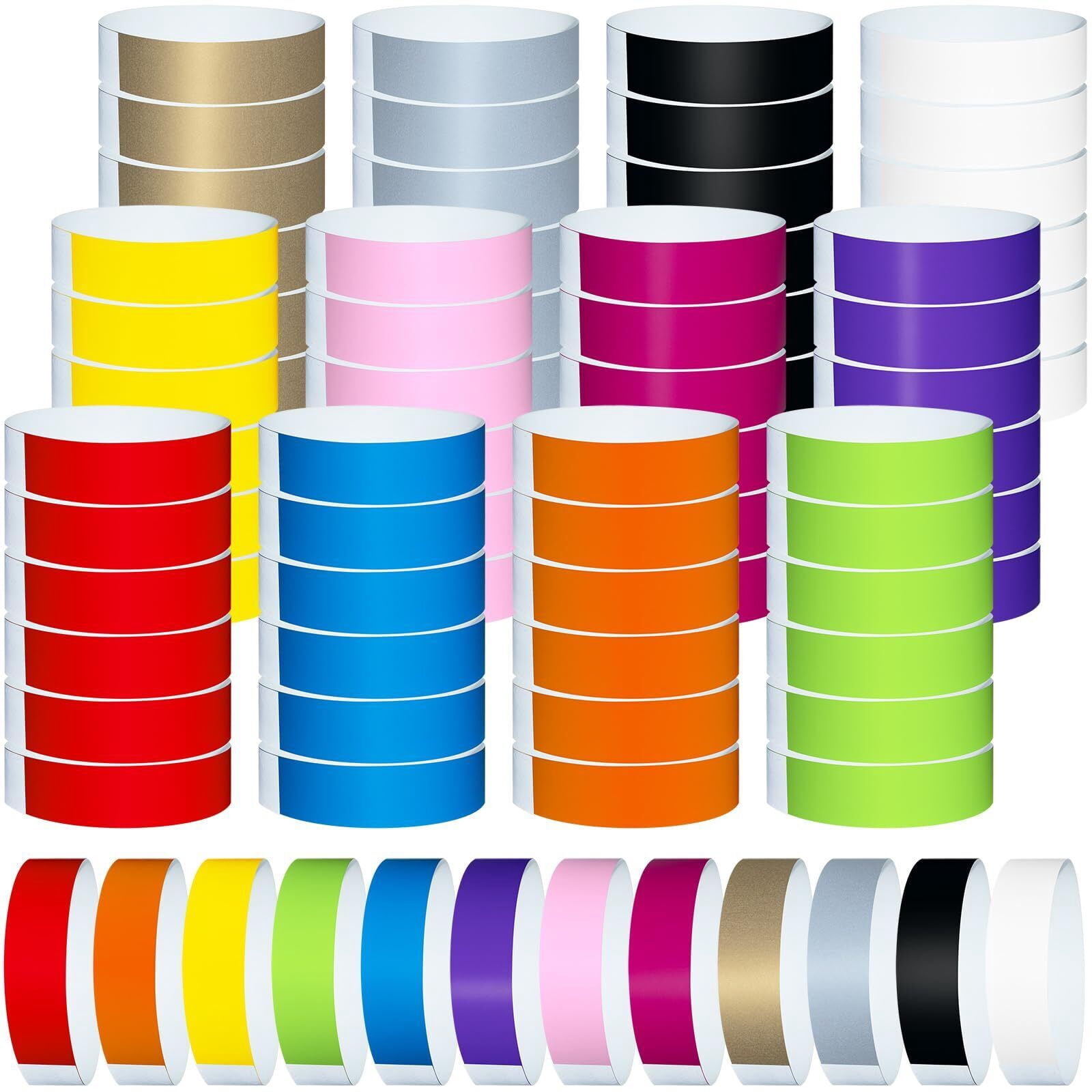 1200Pcs Colored Wristbands for Events Wrist Bands Paper Bracelets ...