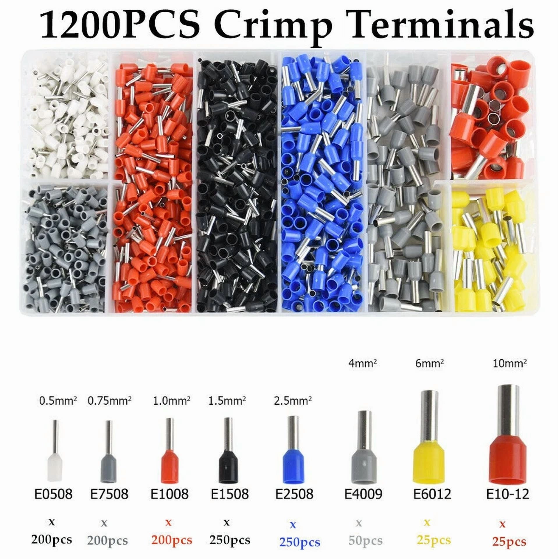 1200Pcs Connectors Cord Wire Crimp Cable Pin End Bootlace Ferrule ...