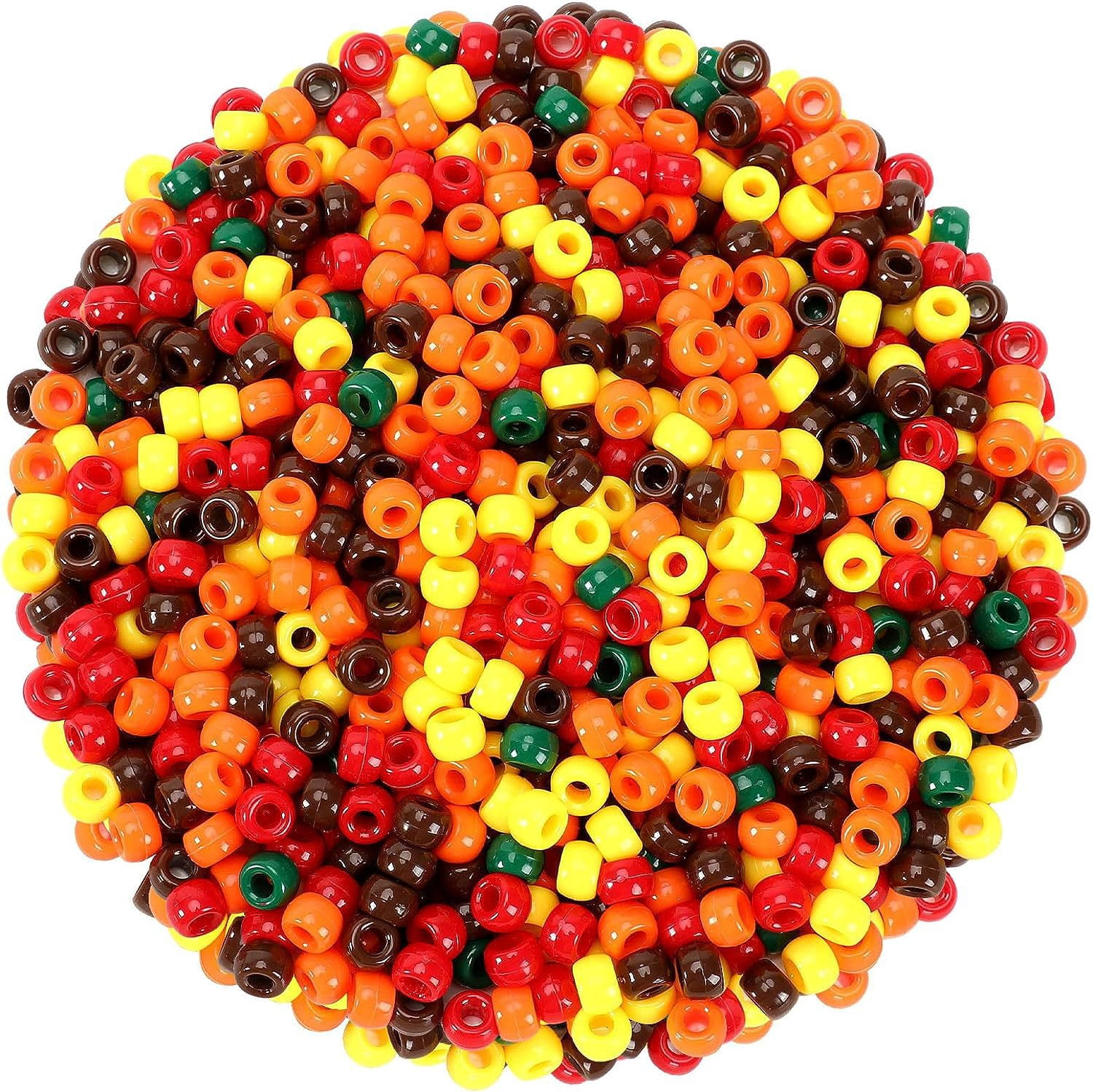 1200Pcs Fall Pony Beads 7mm Plastic Beads Craft Beads DIY Red Brown ...