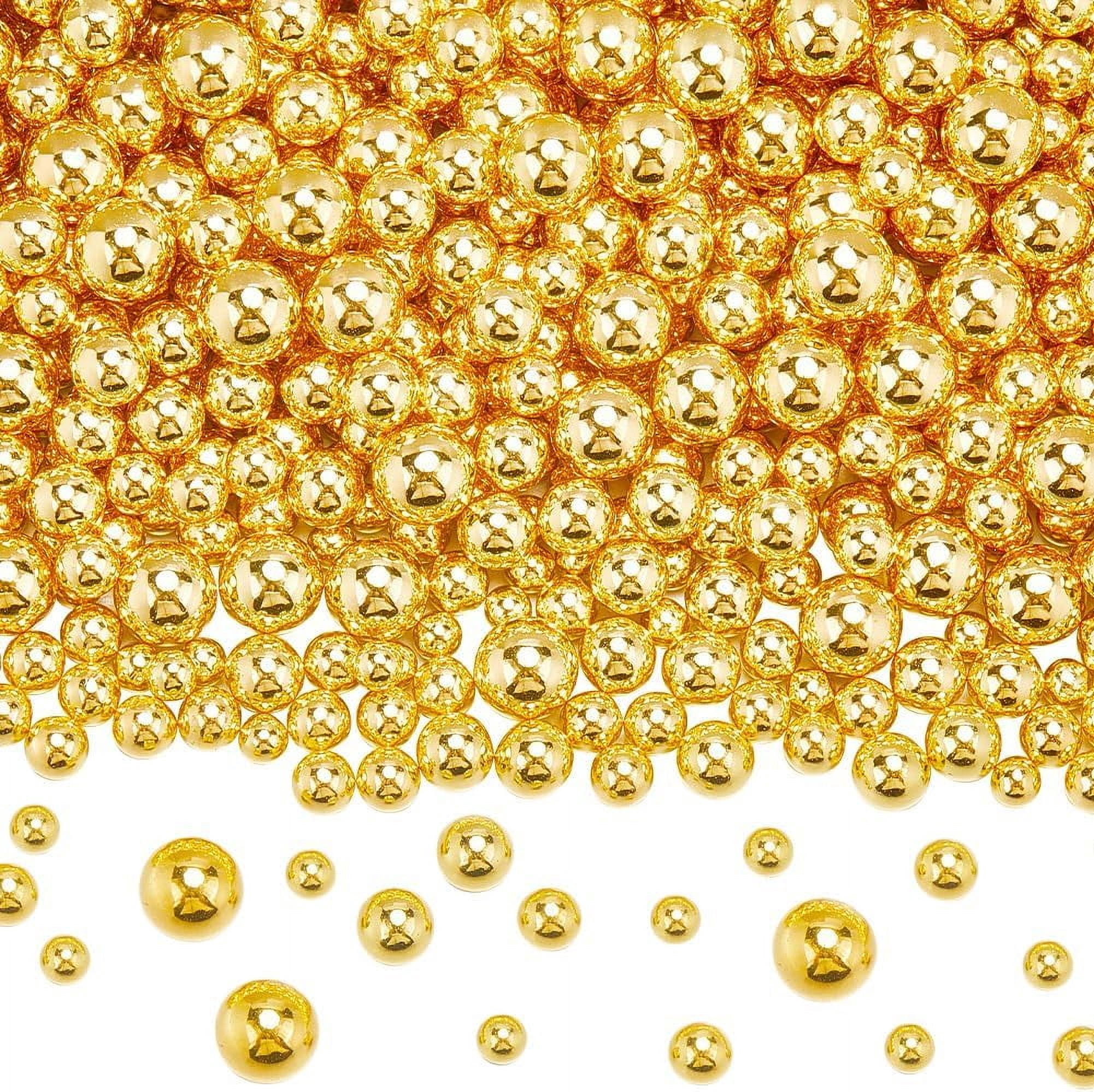 1200Pcs No Hole Pearls Vase Filler Beads Bulk Plastic Golden Highlight ...