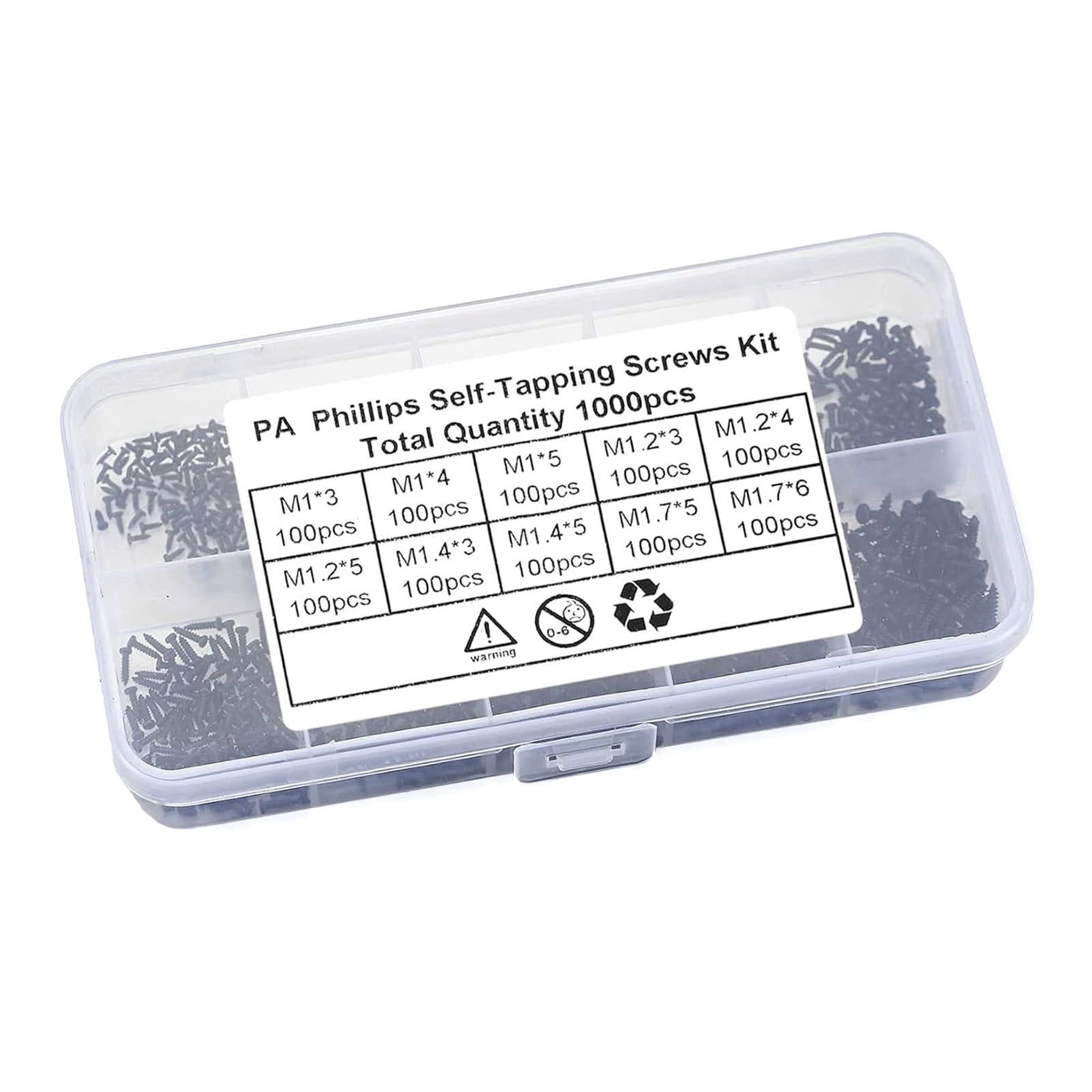 1200Pcs Small Tapping Screws Flat Head Screws for Repair Electronic ...