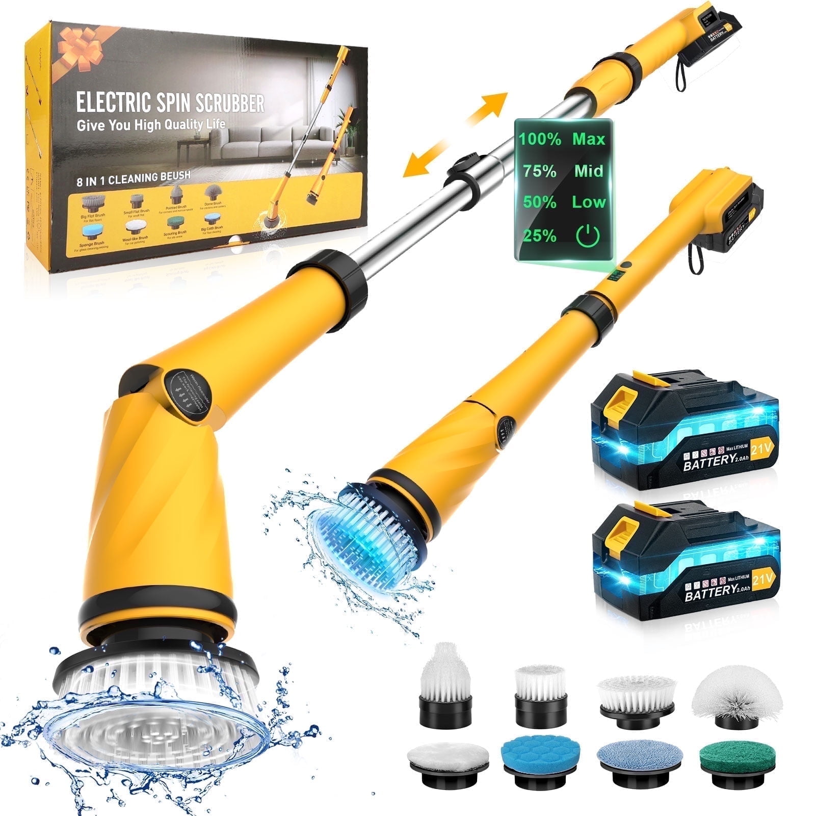 Amiluo Electric Spin Scrubber, 1200 RPM Cordless Bathroom Power ...