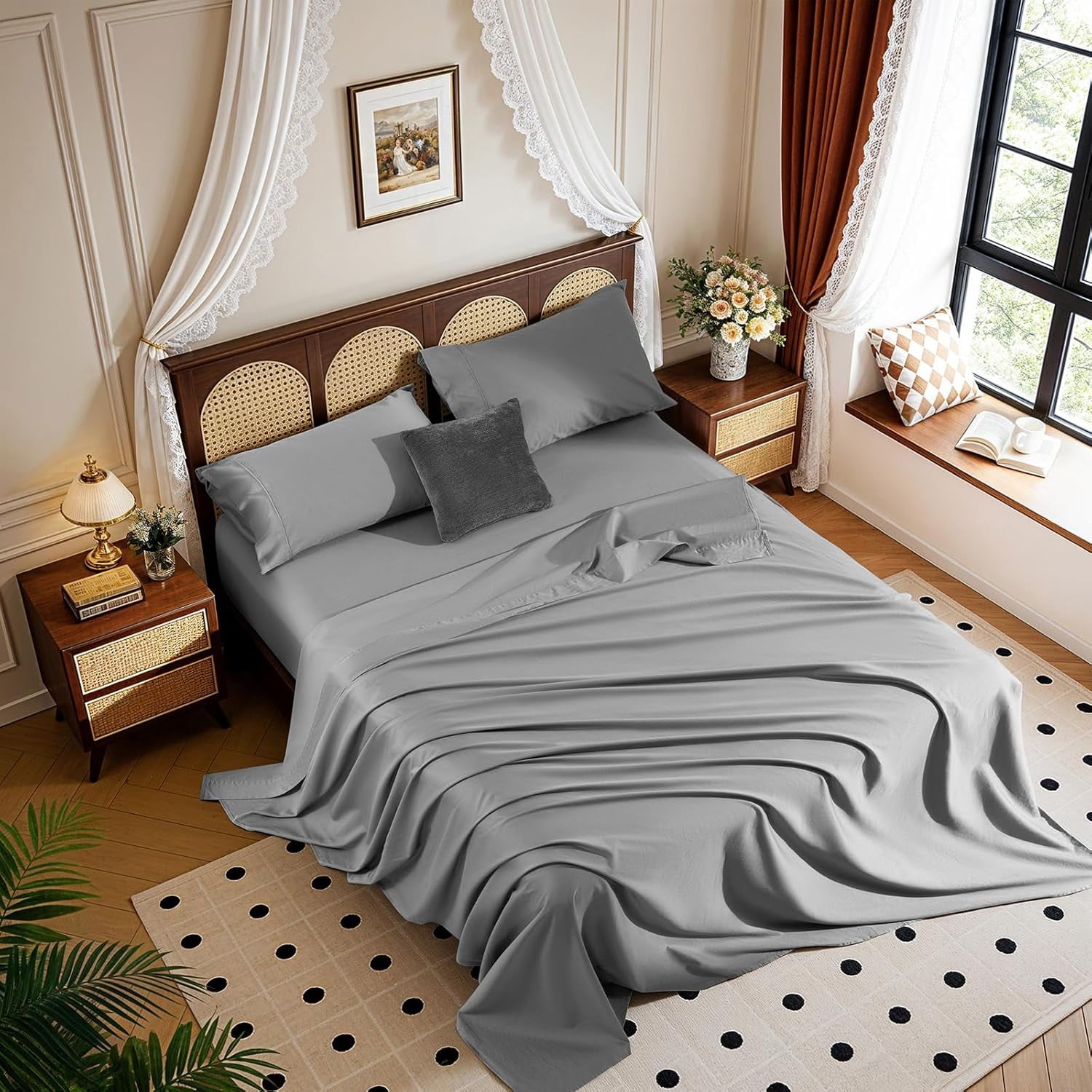 1200TC Egyptian Cotton Queen Sheet Set, 4 Pcs Deep Pocket 16", Soft ...