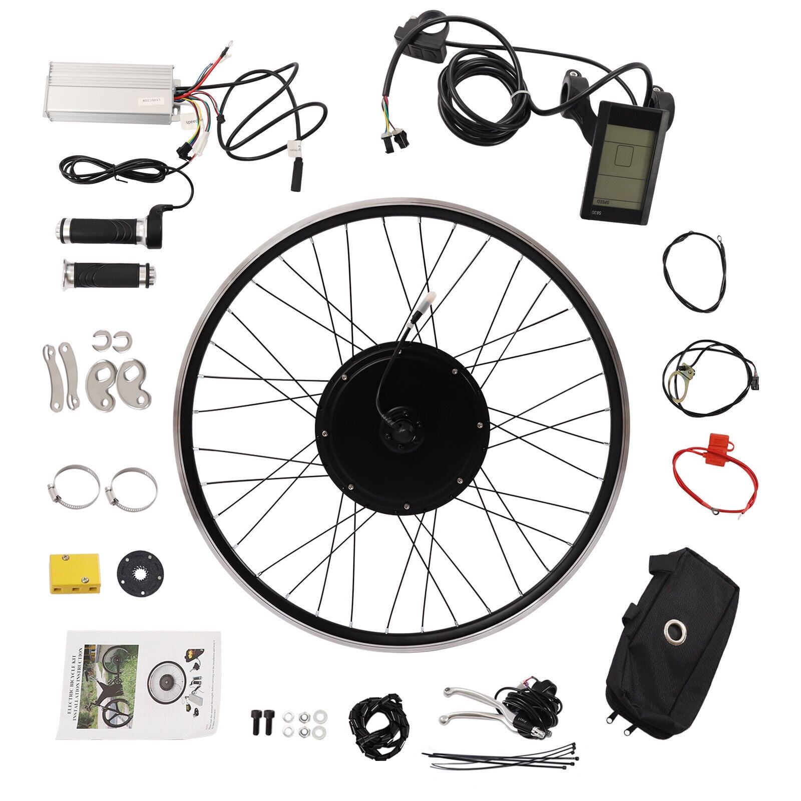 1200W 48V 25'' E Bike Motor Hub LCD Front Wheel Electric Bicycle ...