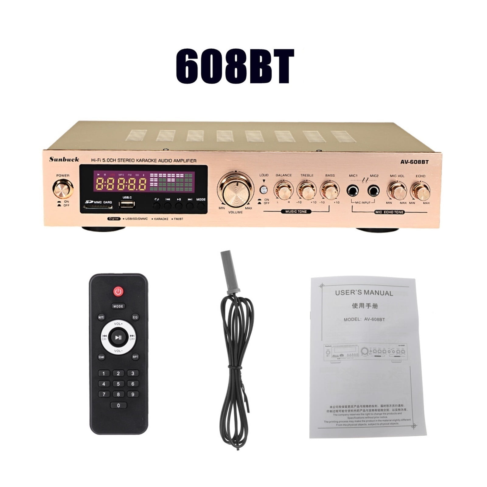 1200W Bluetooth Amplifier 2CH HIFI Stereo Power AMP USB FM Radio Car ...