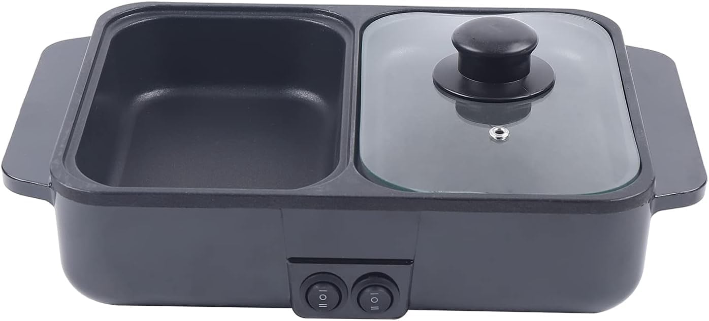 1200W Hot Pot Electric with Grill, 2 in 1 Indoor Non-Stick Electric Pot ...