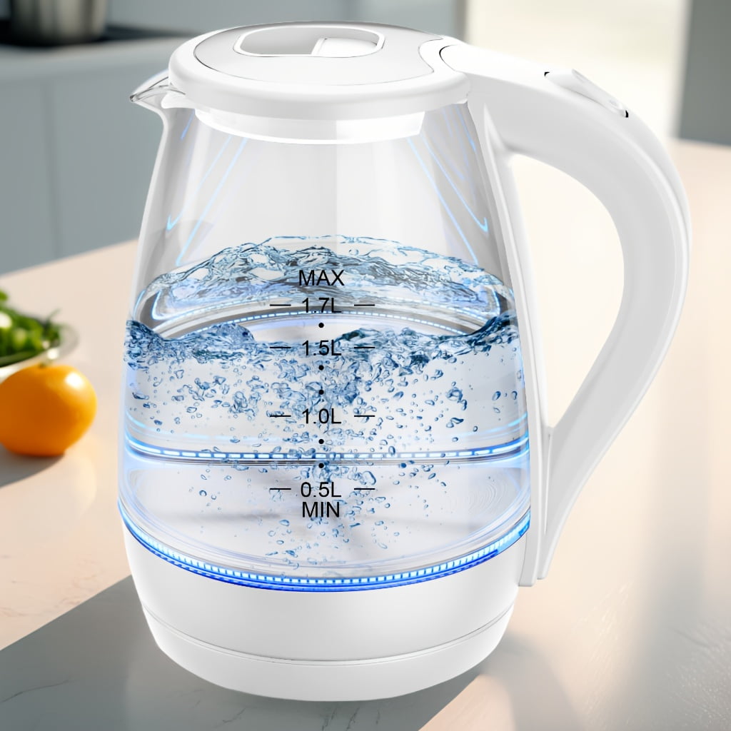 1200W Instant Boil Electric Kettle - 1.7L Elegant Glass Body - LED ...