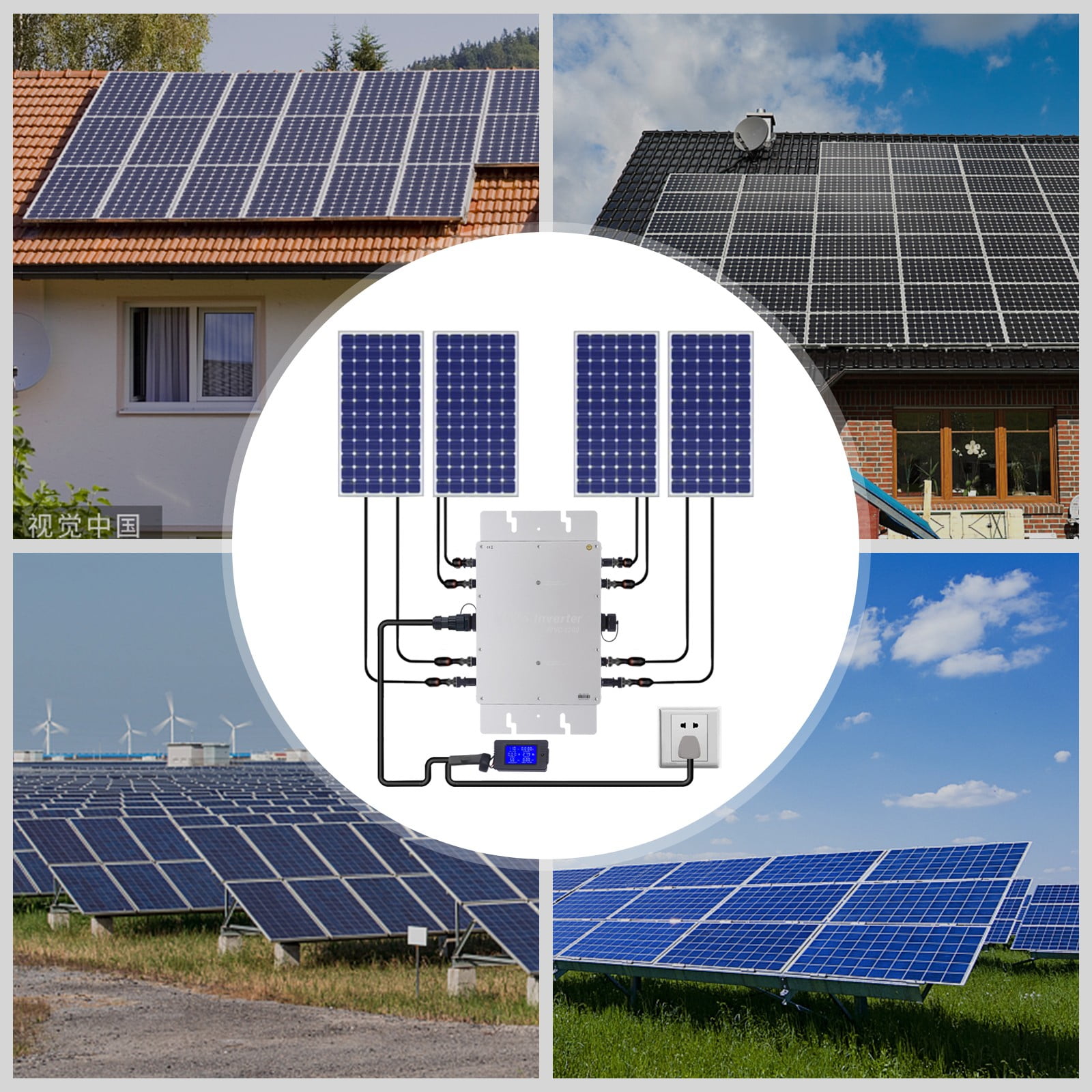PEAKORA1200W Micro Solar Panel Smart Inverter Pure Sine Wave MPPT Grid ...