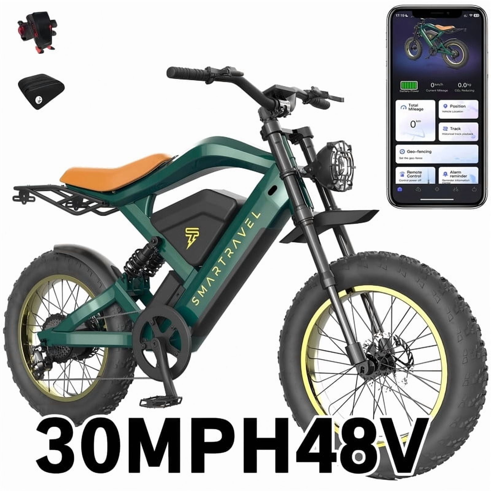 1200W Motor Electric Bike 30MPH for Adults,GPS and APP Control Ebike ...