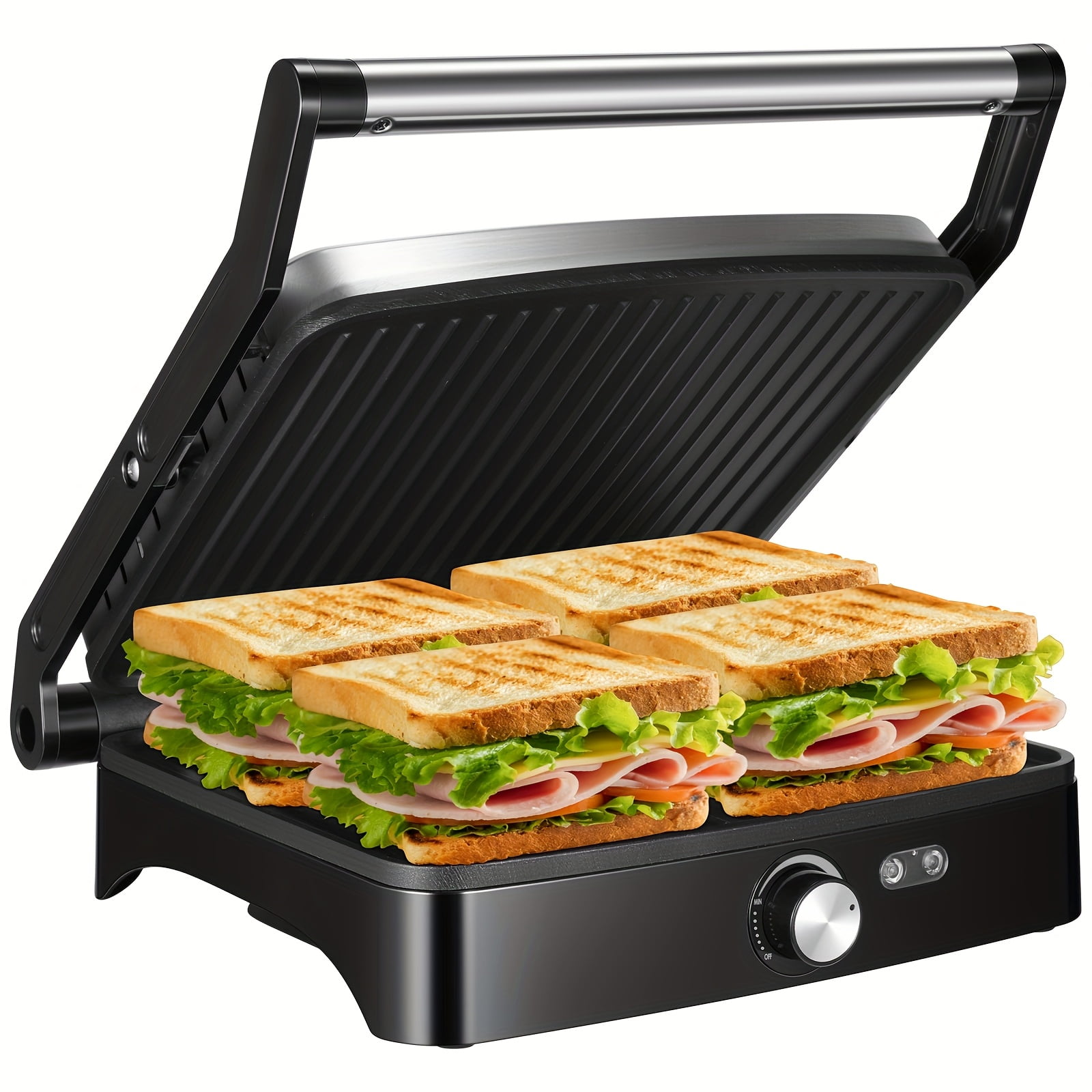1200W Panini Press Grill & Sandwich Maker, 4-Slice Non-Stick Versatile ...