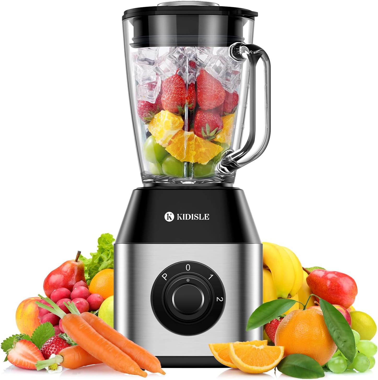 1200W Powerful Professional Crusher Blender 2.0, 52oz Glass Jar Blender ...