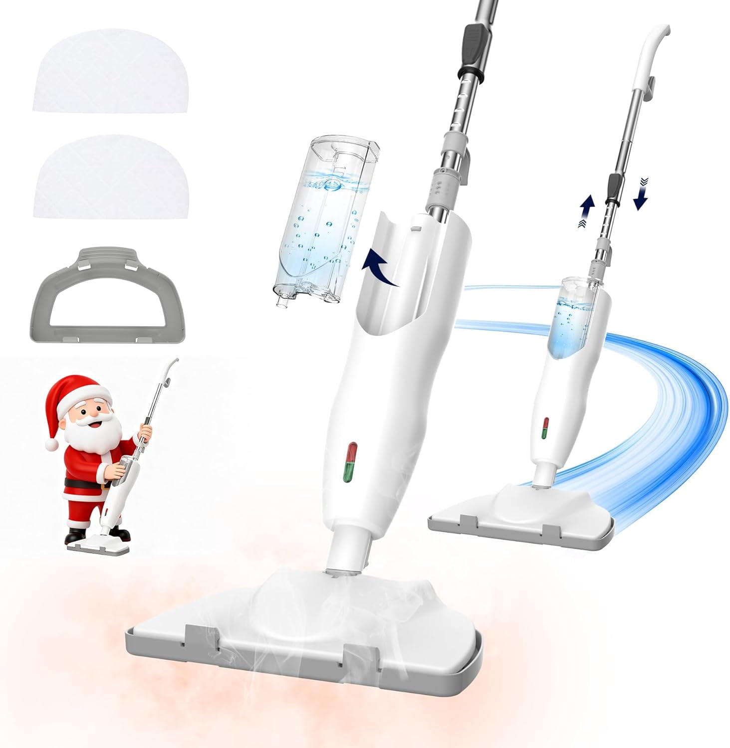 1200W Powerful Steam Mop with 2pcs Washable Pads, 30s Quick-Heating ...
