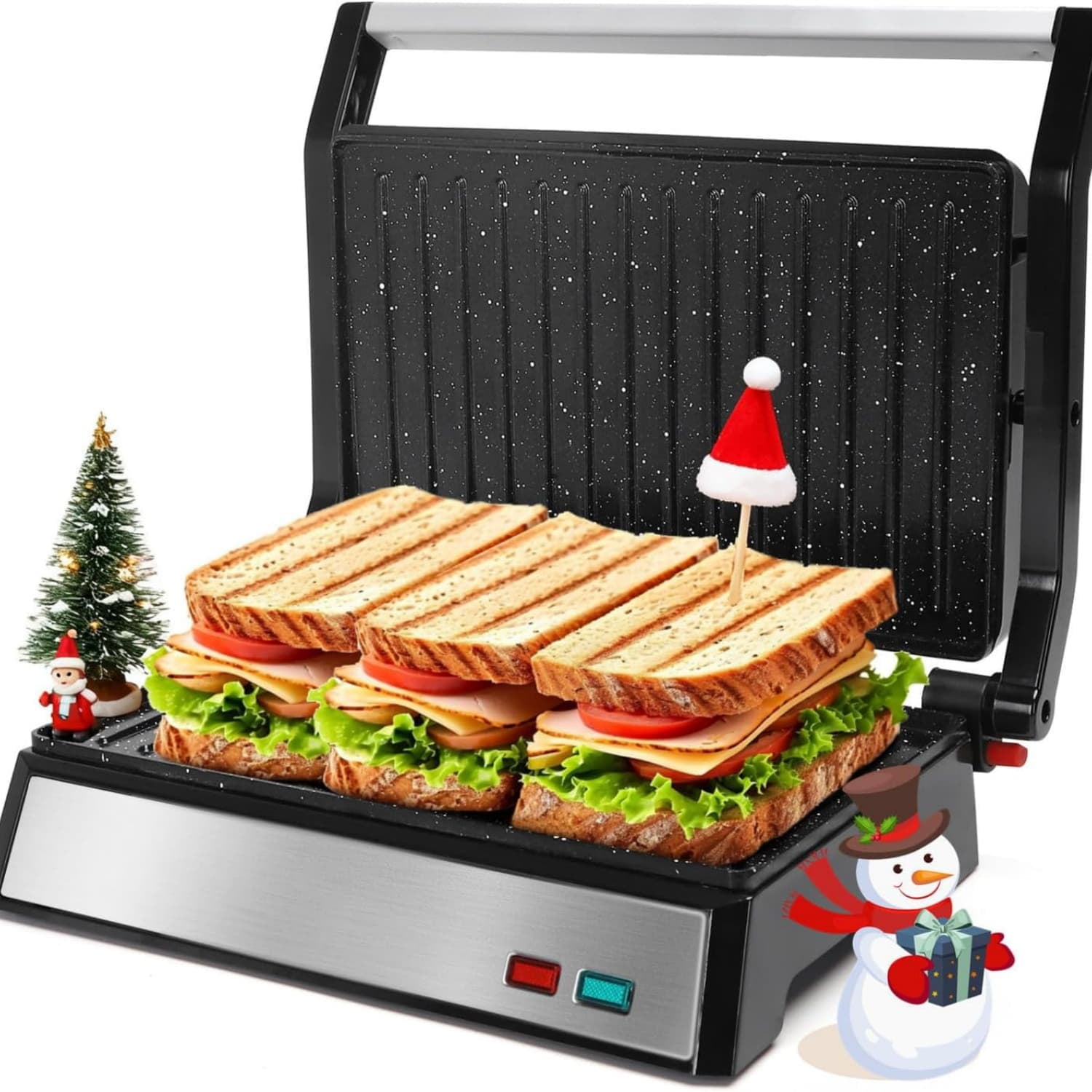 1200W Sandwich Maker and Electric Indoor Grill with Ceramic Non-Stick ...