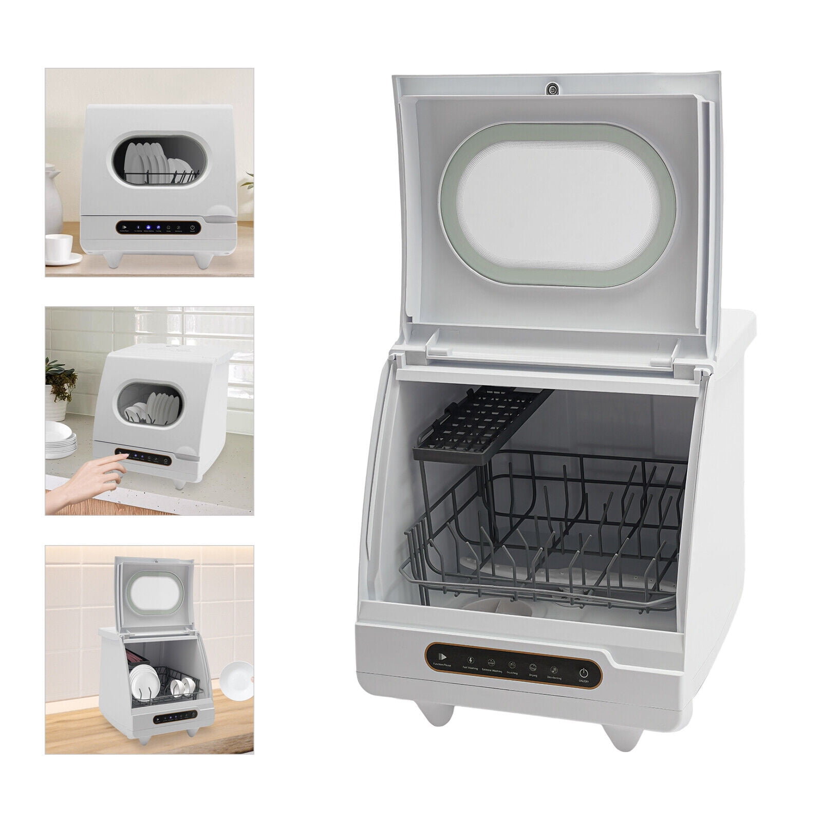 1200W mini Portable Countertop Dishwasher 360° Rotating Deep Cleaning ...