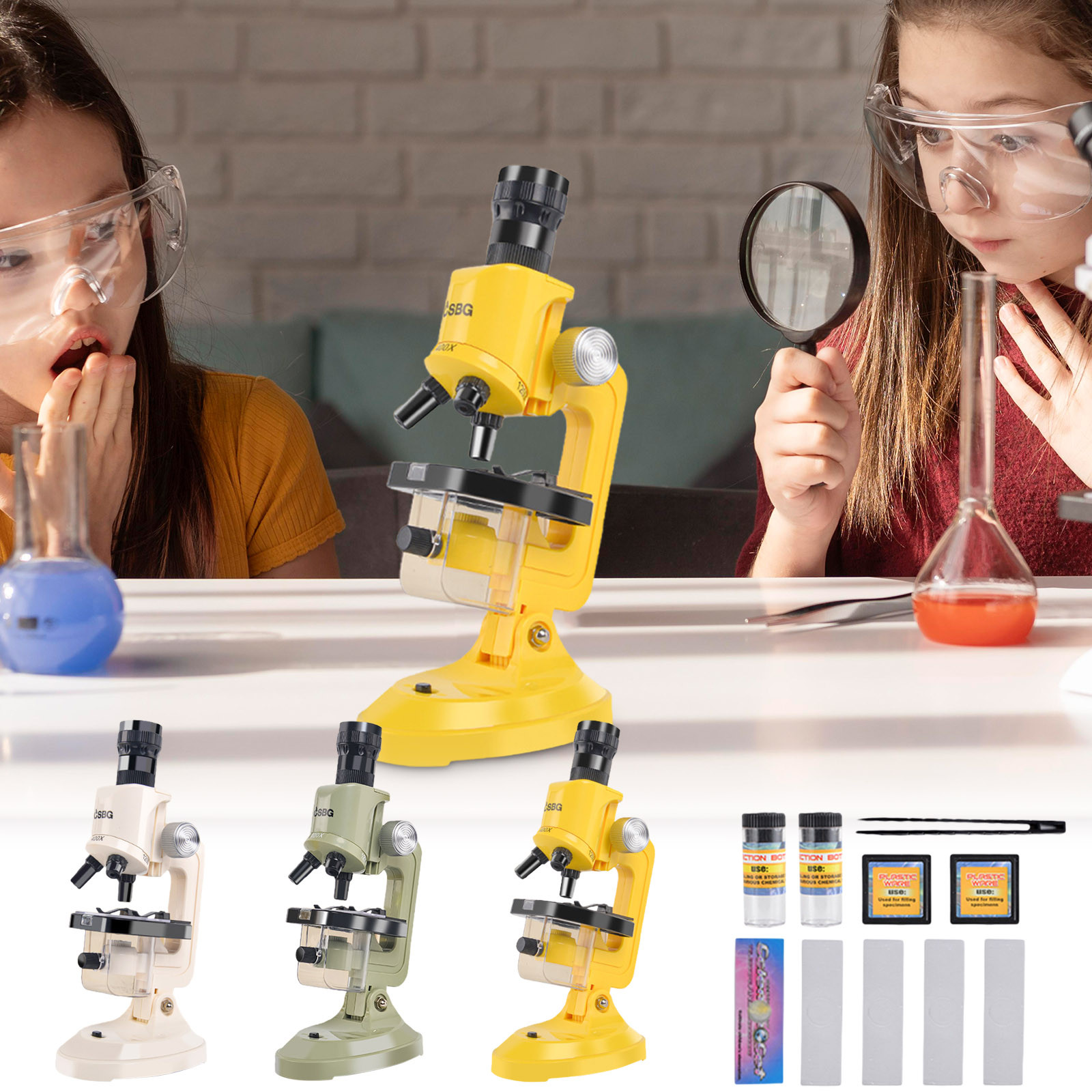 1200X Kids Microscope Toy - High-Definition Educational Science Kit ...