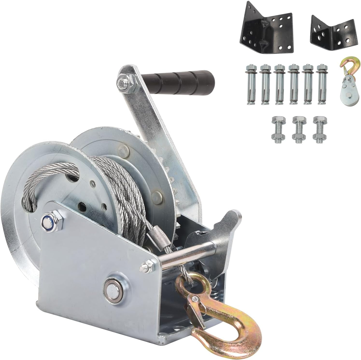 1200lbs Boat Trailer Winch Kit Heavy Duty Hand Winch with Mounting ...