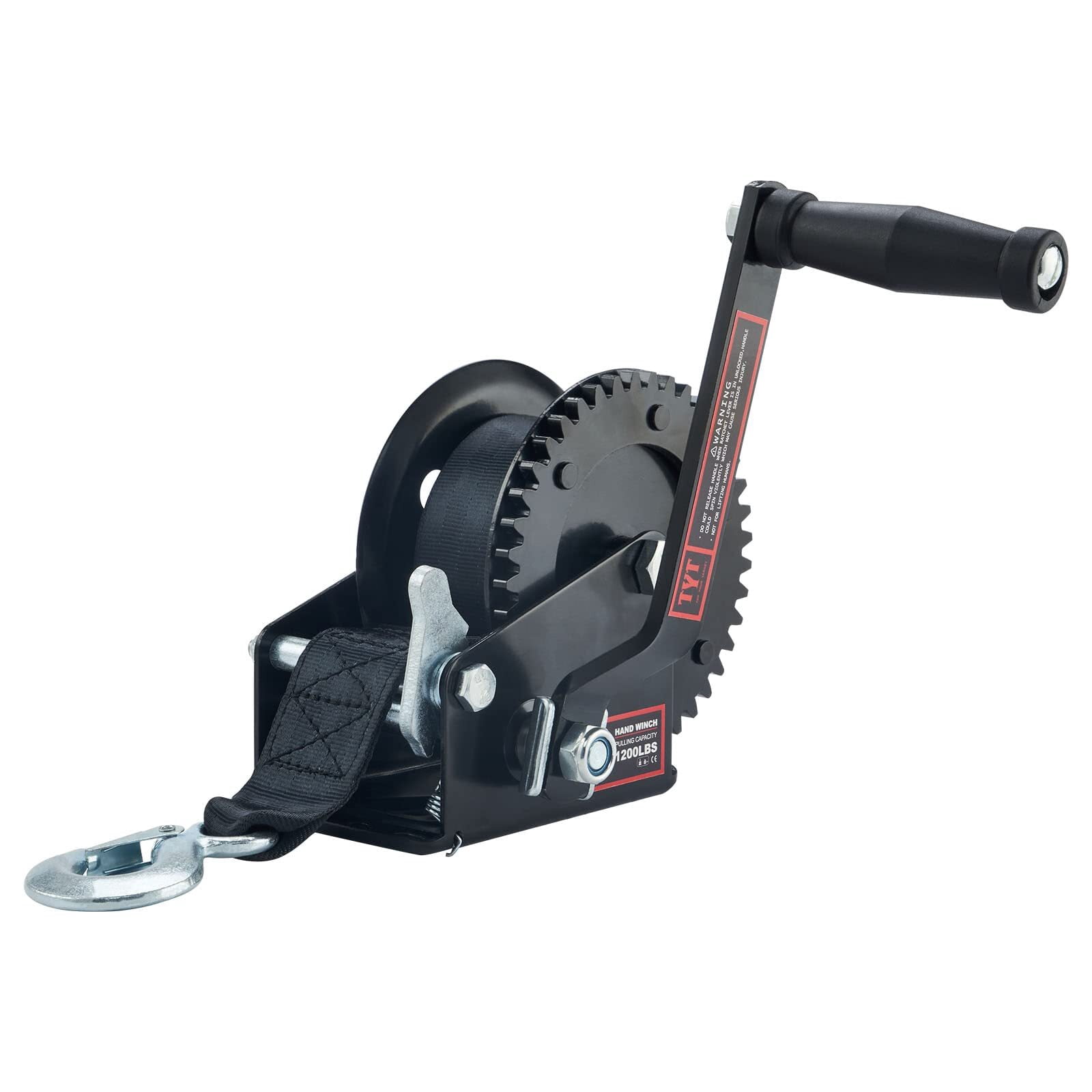1200lbs Hand Winch Hand Crank Strap Gear Winch ATV Boat Trailer Heavy ...