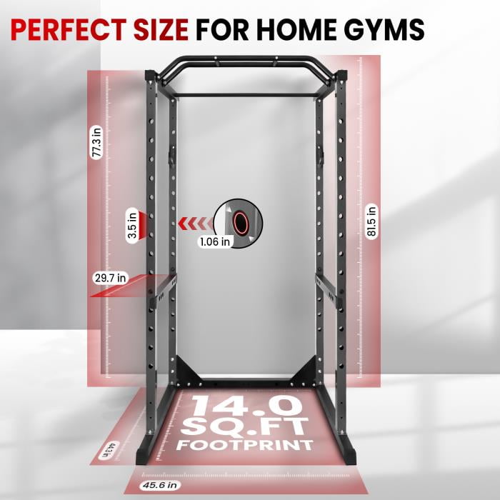 1200lbs Pro-Grade Power Rack - 1.8mm Heavy-Duty Squat Rack with 14 Adjustments for Weightlifting ...