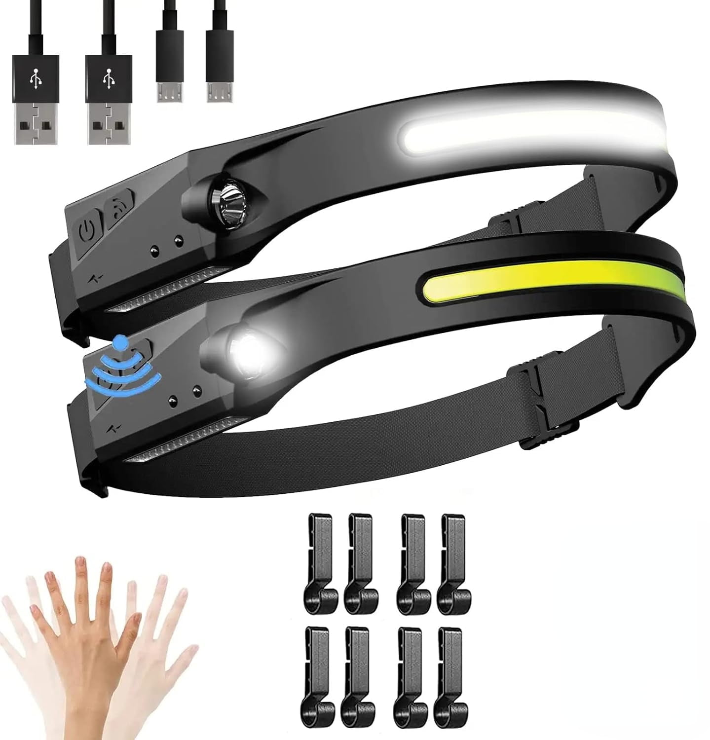 1200mAh Rechargeable Battery Headlamp Flashlight, Night Fishing ...