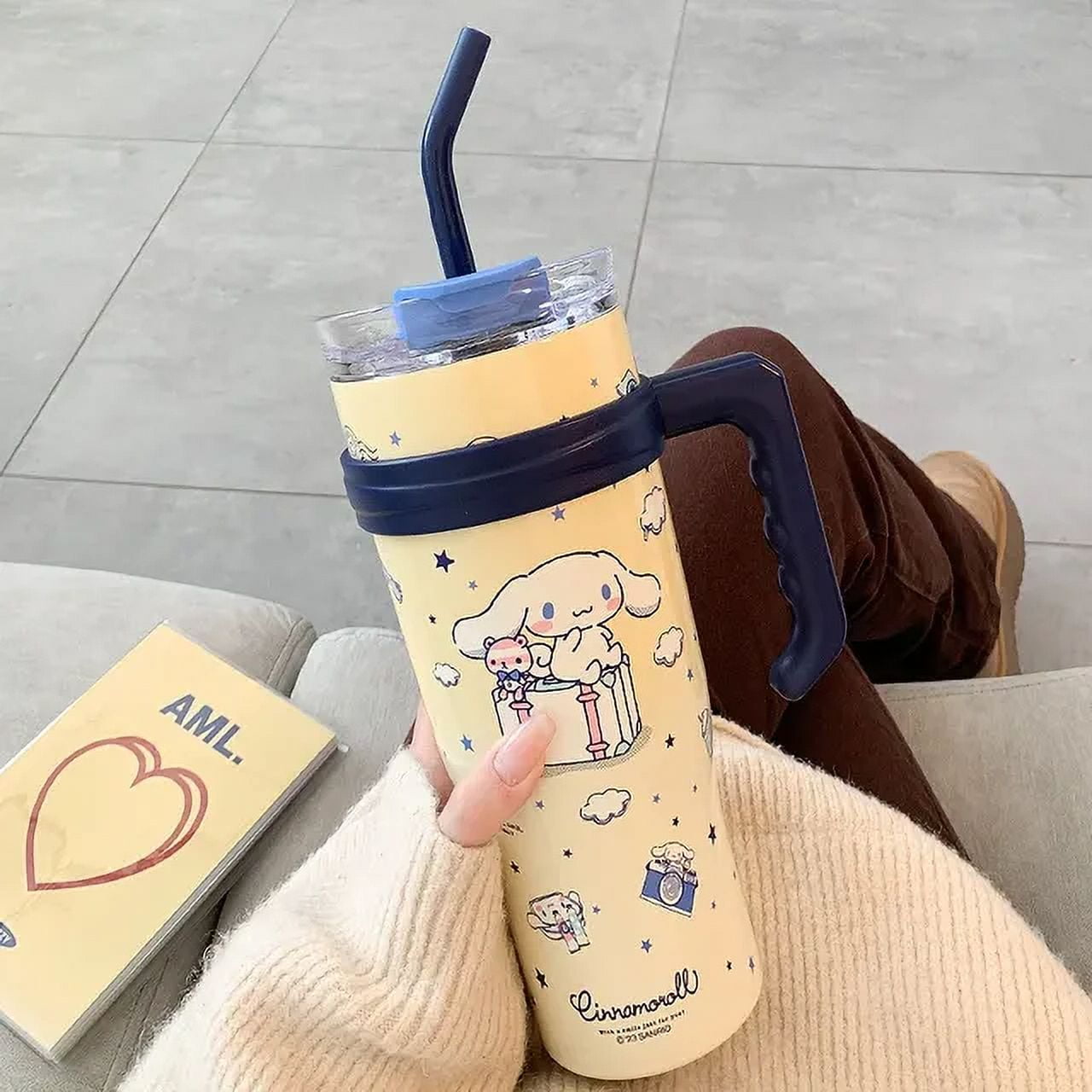 1200ml Hello Kitty Thermos Bottle Sanrio Kuromi Sippy Water Cup Vacuum ...