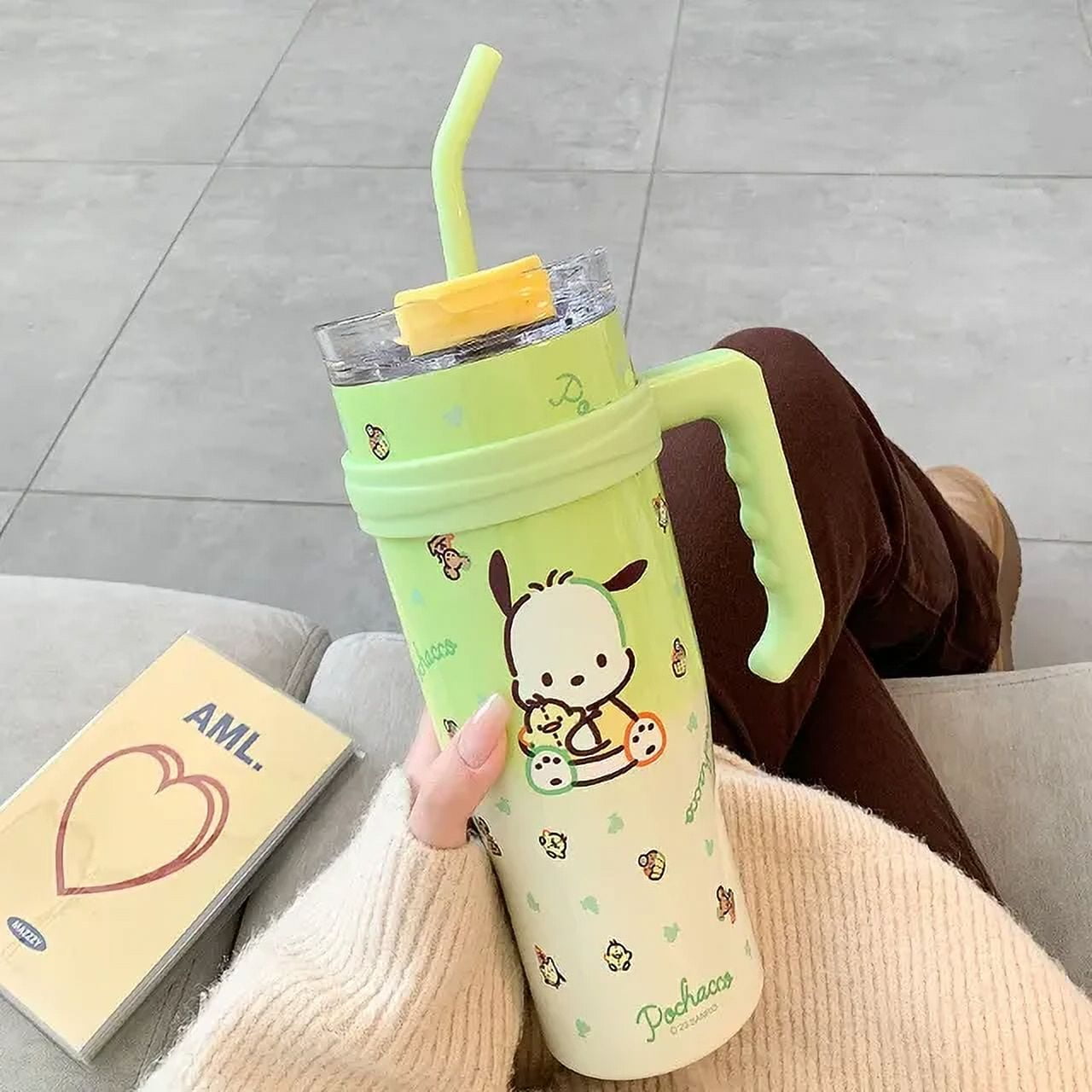 1200ml Hello Kitty Thermos Bottle Sanrio Kuromi Sippy Water Cup Vacuum ...
