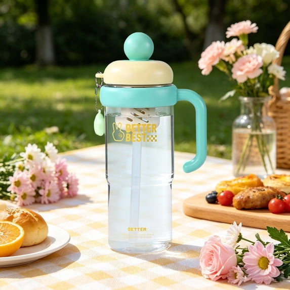 1200ml Large Capacity Plastic Cup in Green, High Value Handle Straw Cup ...