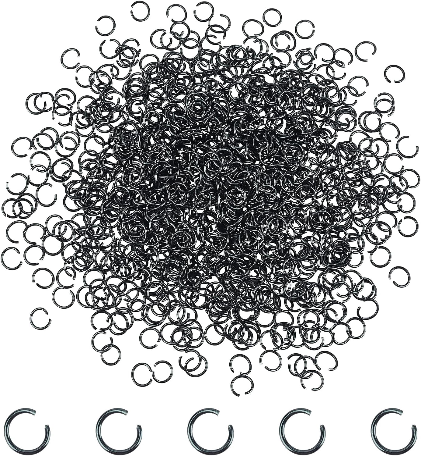1200pcs Aluminum Wire Jump Rings 8mm Black Rings Connectors Open Jump ...