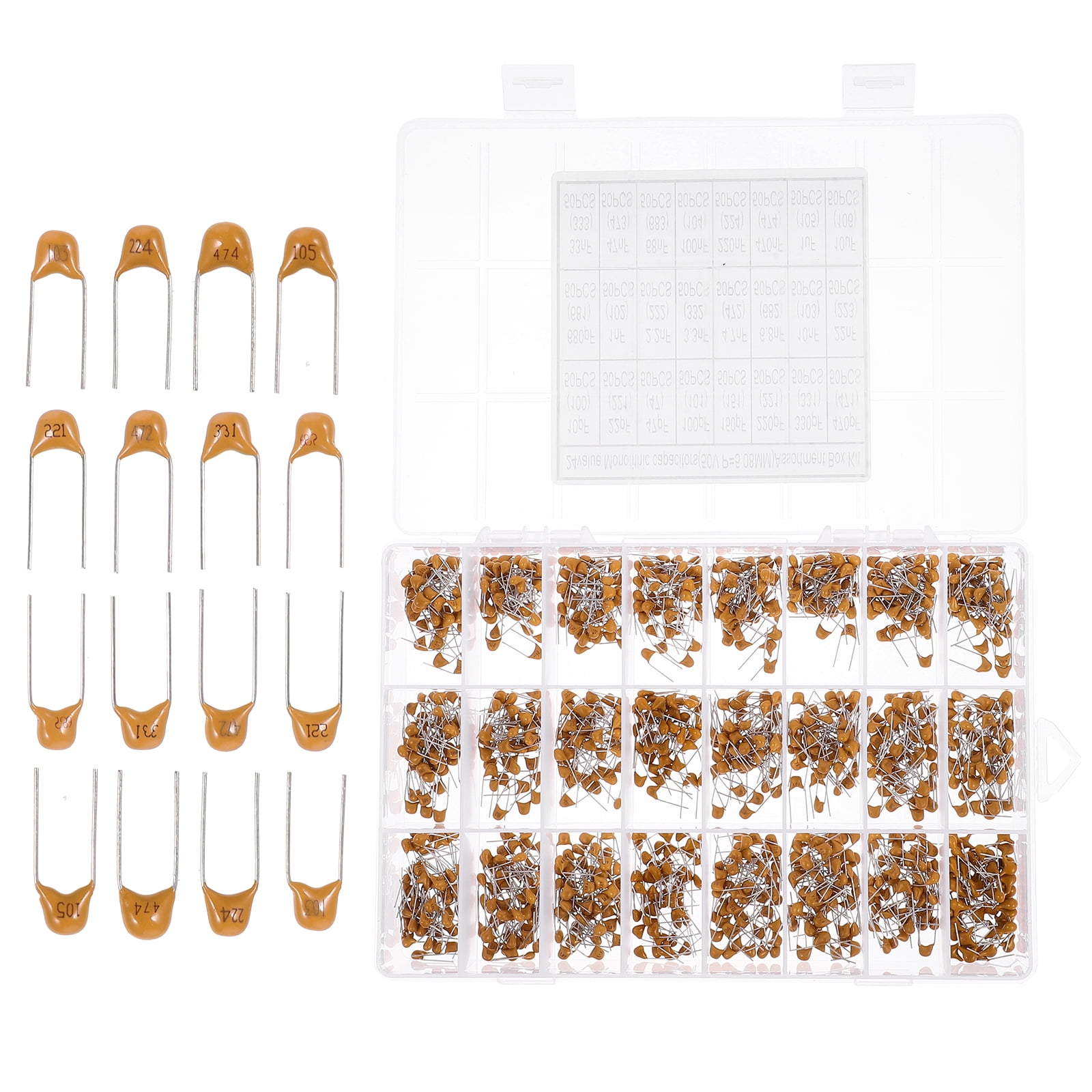 1200pcs Ceramic Capacitor Kit Assortment Capacitor Monolithic Capacitor ...