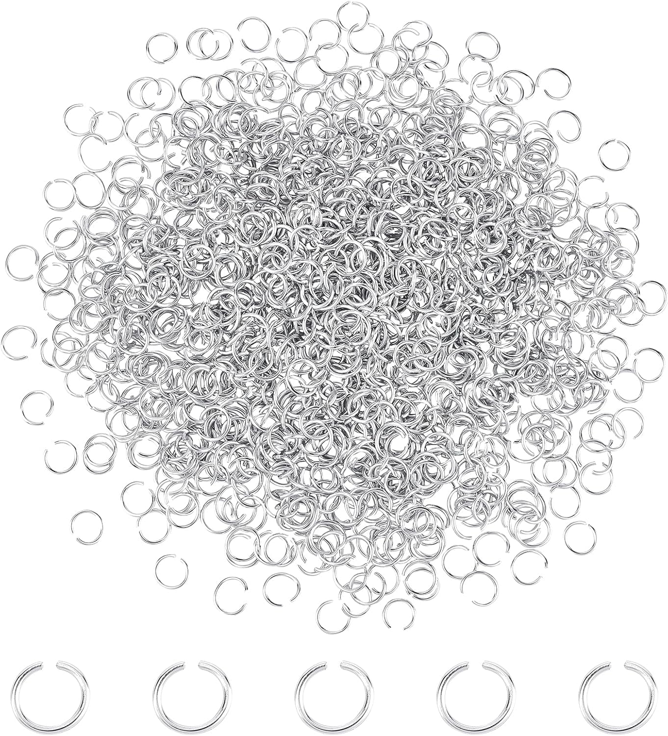 1200pcs Open Jump Ring 8mm Rings Connectors Platinum Aluminum Wire Jump ...