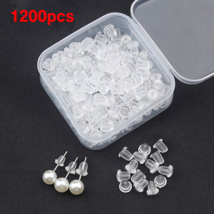 1200pcs Silicone Earring Backs,Clear Hypoallergenic Earring Backs,4mm ...