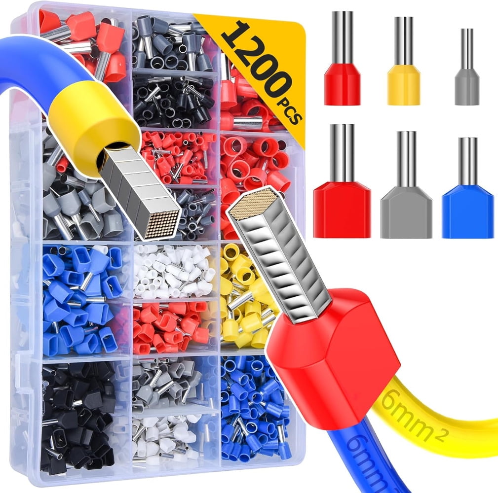 1200pcs Wire Ferrules Terminals Kit, 900 Single Terminal Connector and ...