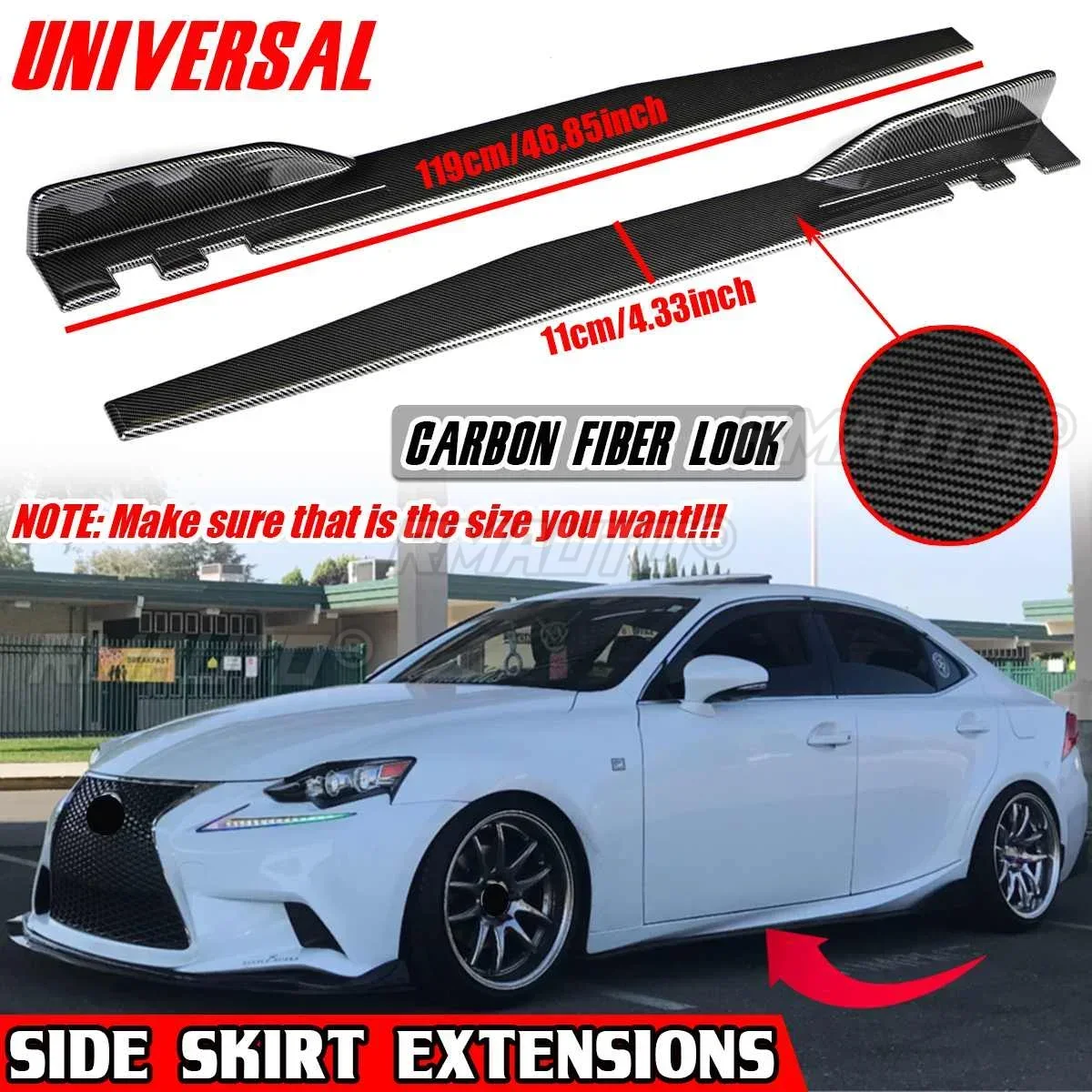 120CM Car Side Skirts Winglet Extensions Splitters Panel Splitters Lips ...