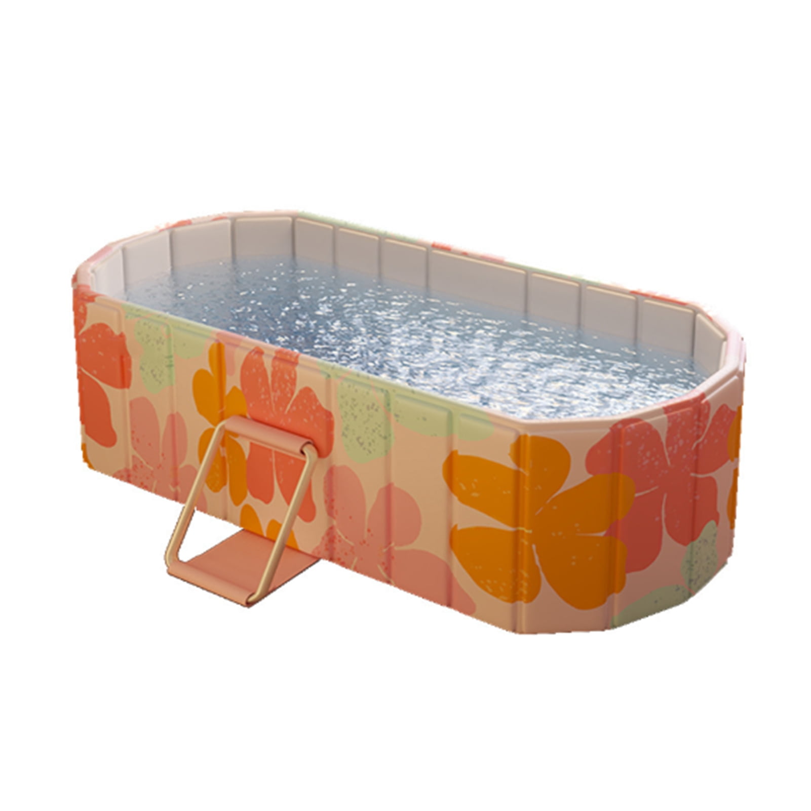 120CM Portable Folding Bathtub with Thermal Cover Metal Support, 5 ...