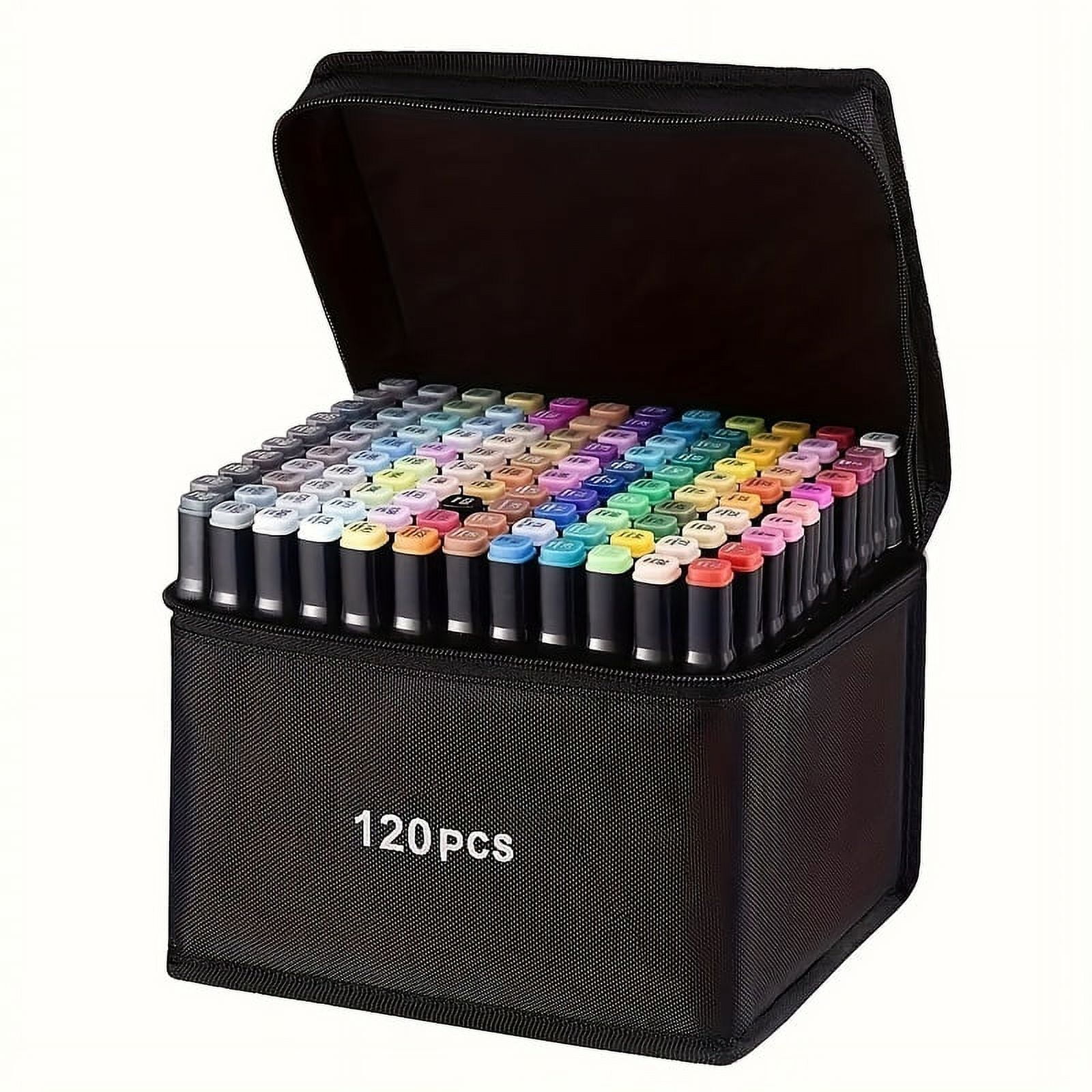 120Colors Alcohol Markers, Double Tip Blender Art Drawing Markers Set ...