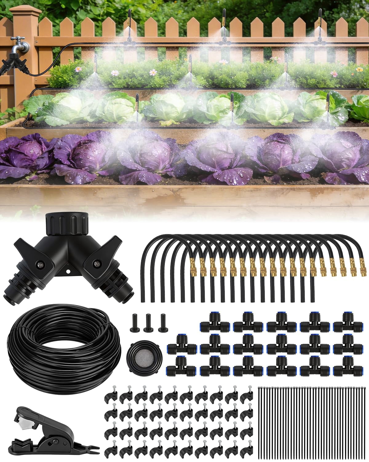 120FT Drip Irrigation System for Garden with 18 Nozzles –360 ...