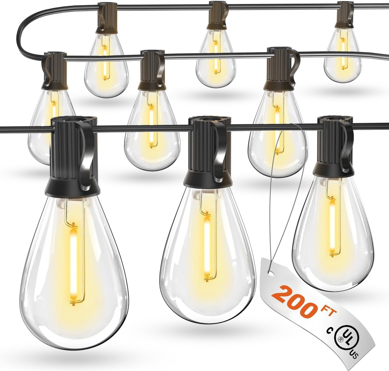 120FT LED Outdoor String Lights with 30+2 Edison Shatterproof ...