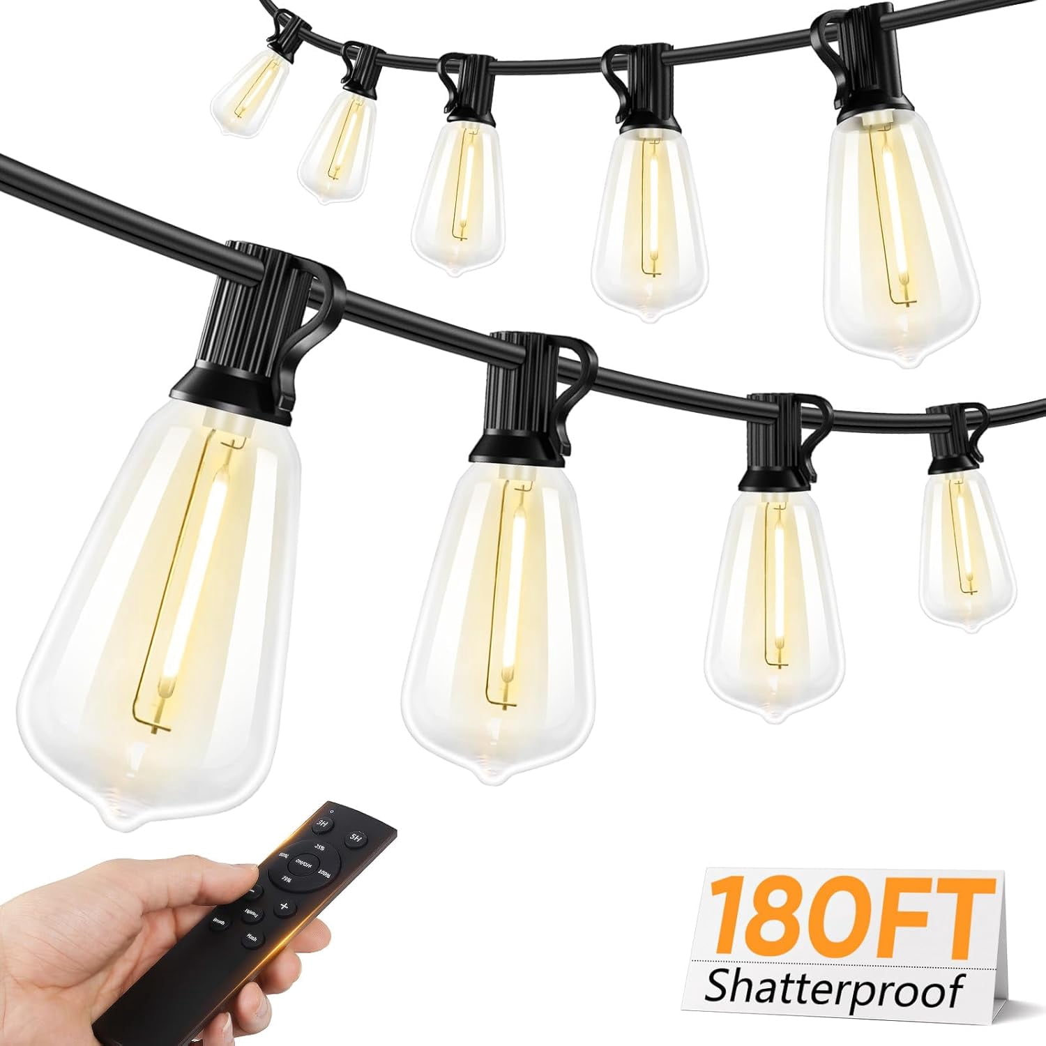 120FT LED Outdoor String Lights with Remote, Patio Lights Outdoor ...