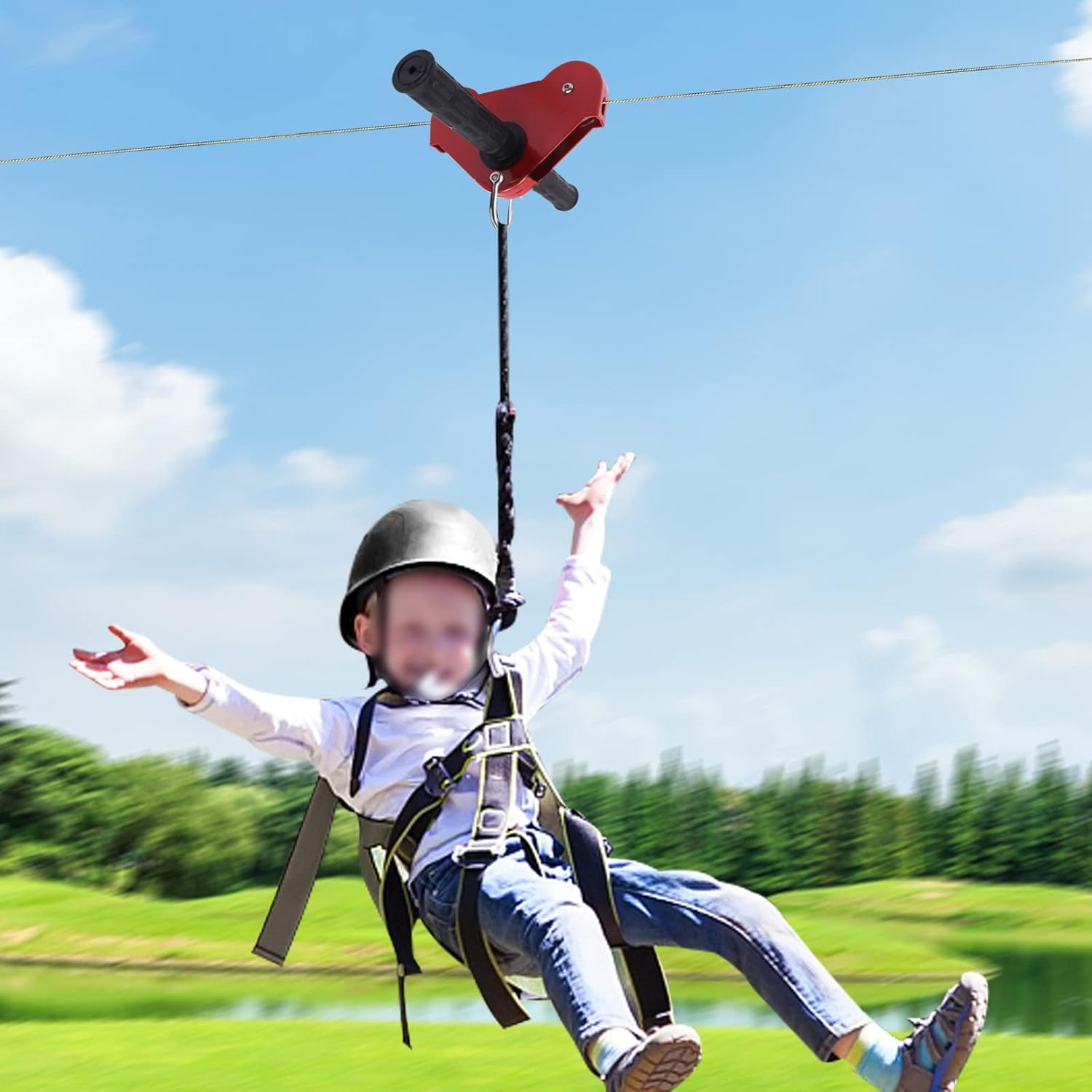 120Ft Zip Line Kit,Stainless Steel Spring Brake Zipline Kit,330Lbs Max ...