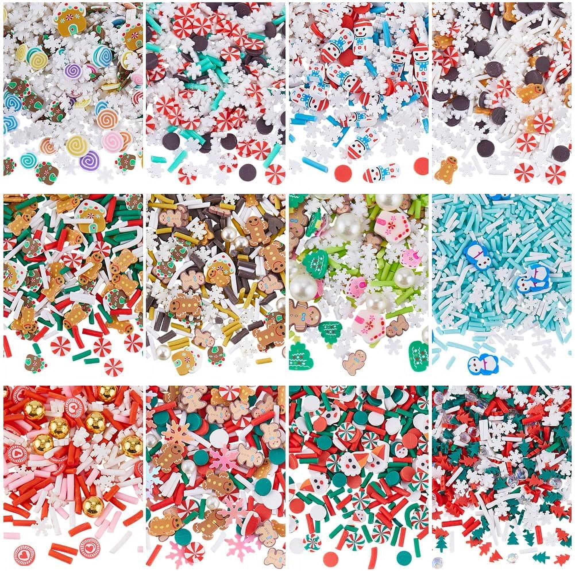 120G 12 Styles Christmas Sprinkles Polymer Clay Slices Bulk Green Red ...