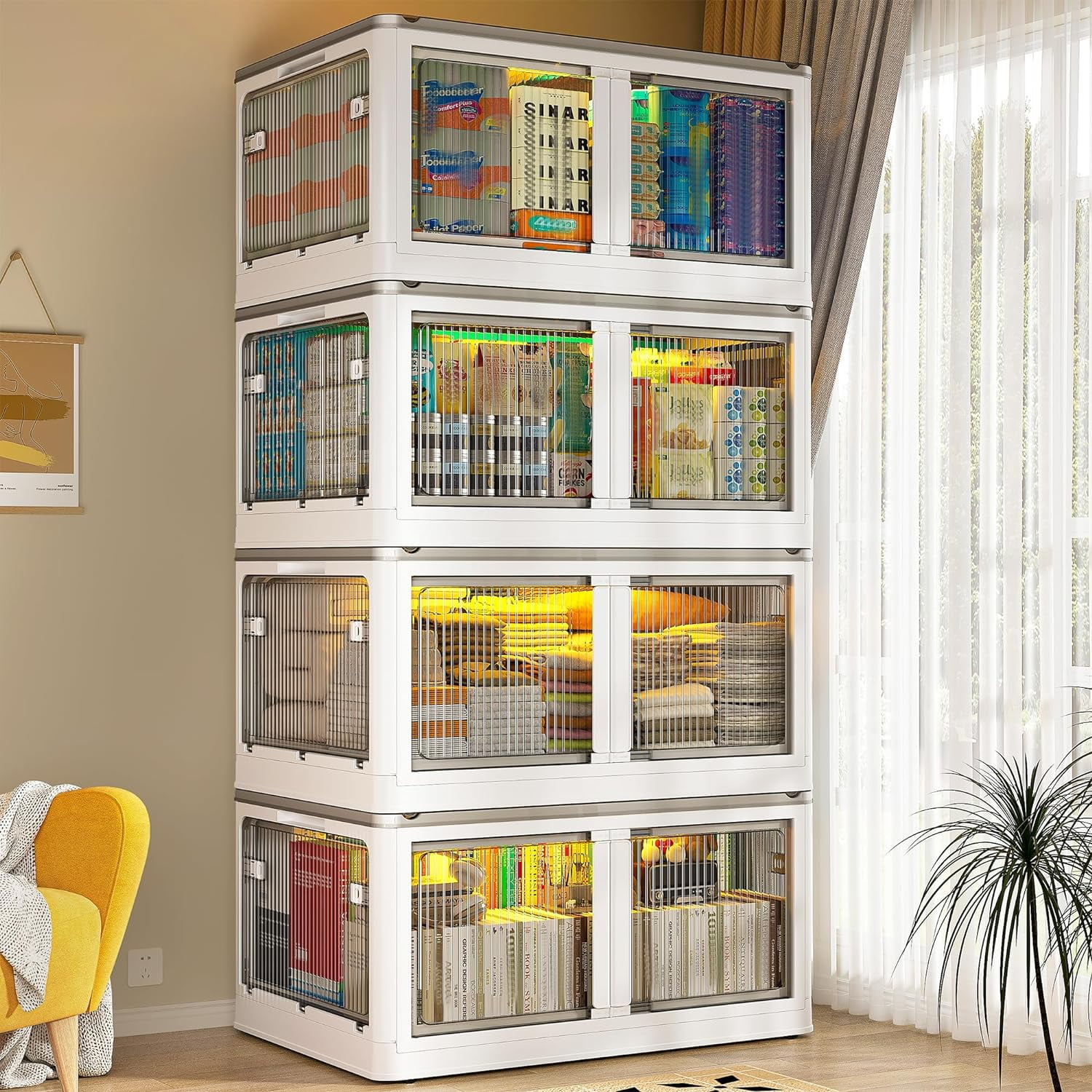 120GAL Storage Bins with Lids Stackable Storage Bins with Wheels Large ...