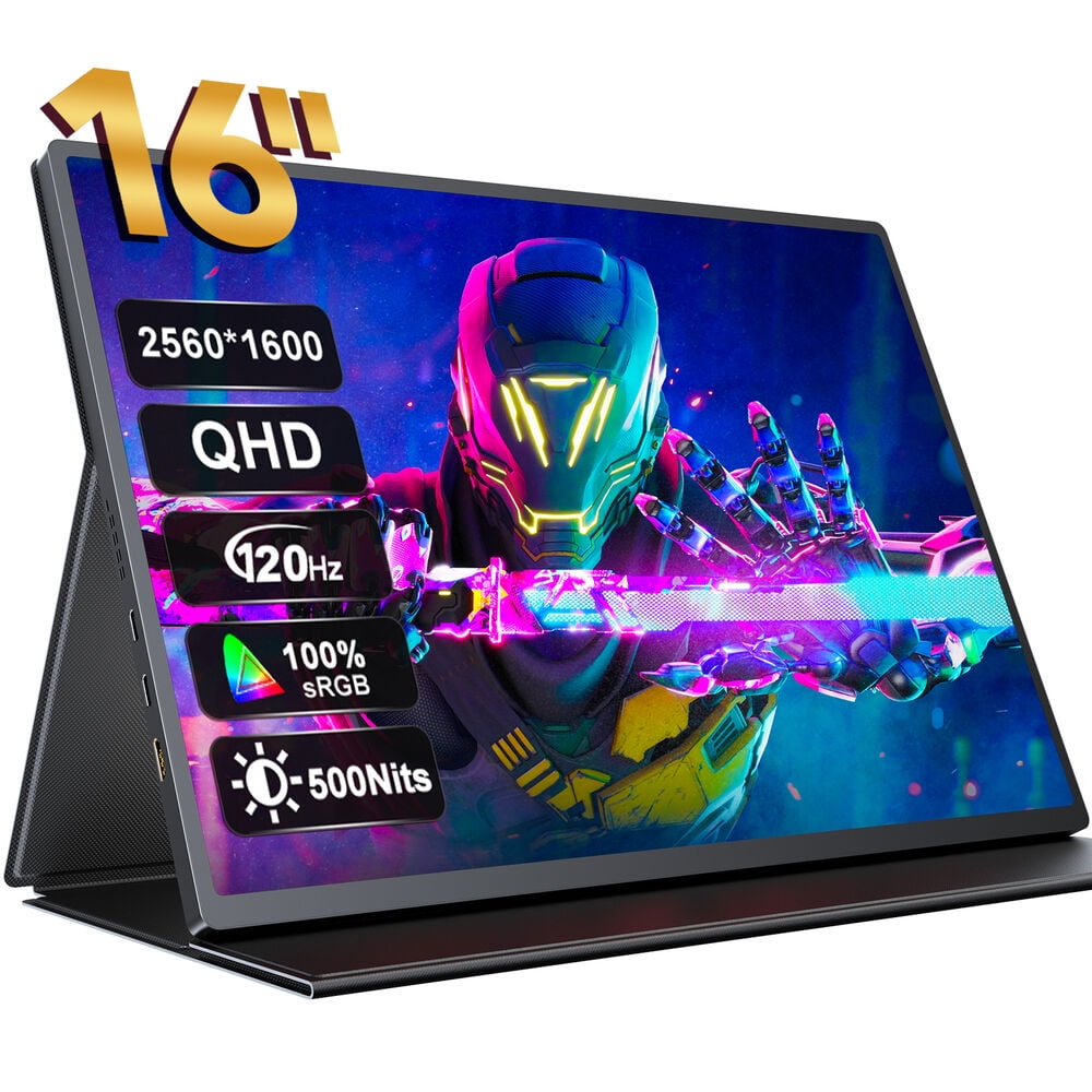 120Hz Gaming Monitor for Xbox, PS5, Portable Monitor 16" 2K QHD Second ...