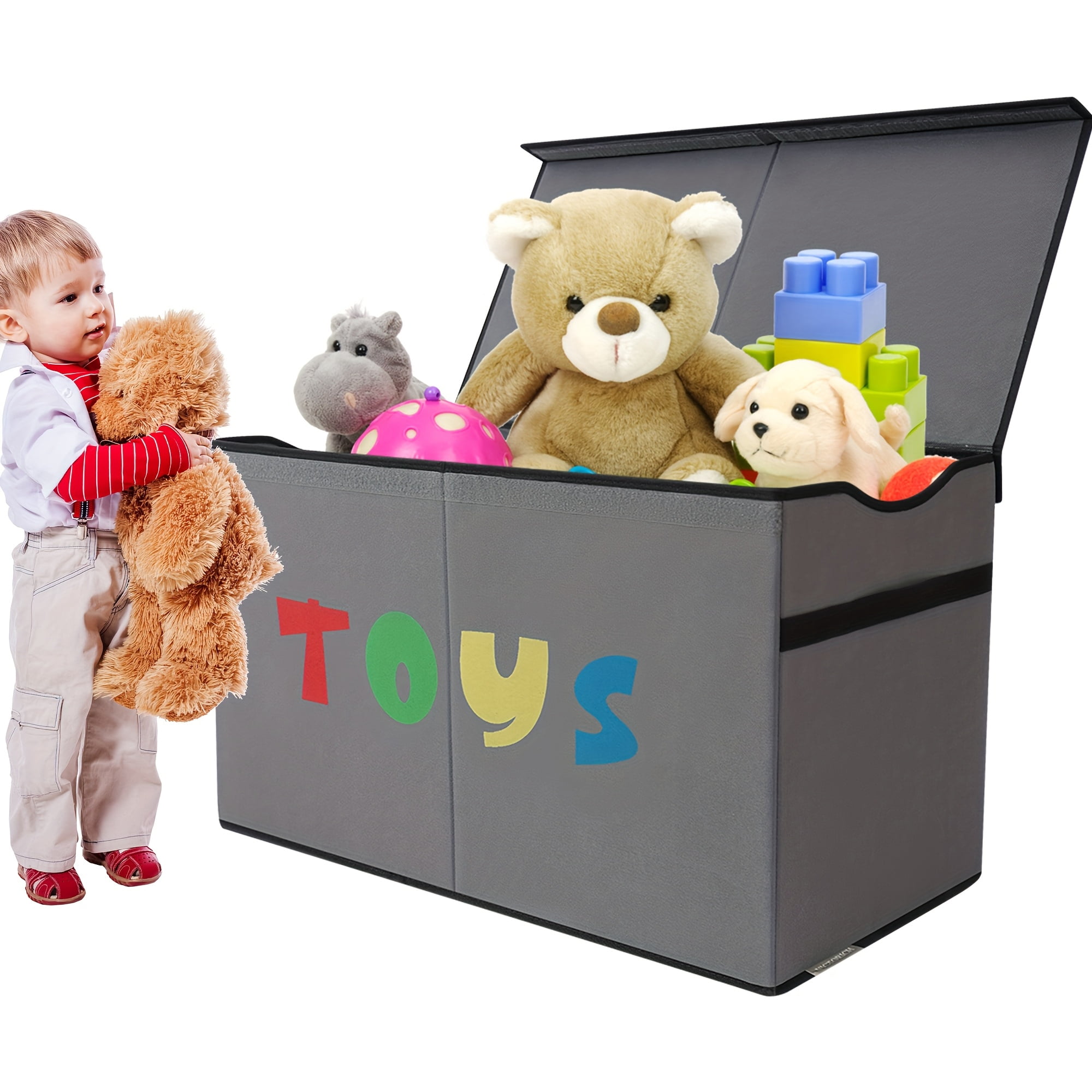 120L Collapsible Shelf Baskets - Sturdy Toy Storage Organizer with Lids ...