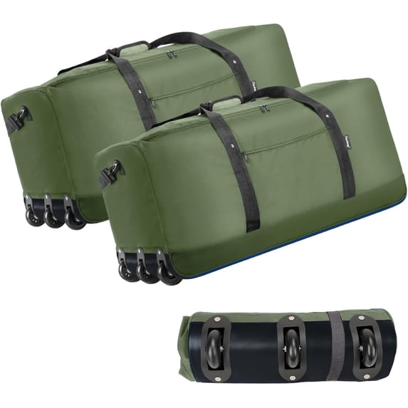 120L Foldable Rolling Duffel Bag with 3 Wheels, Light Weight Travel ...
