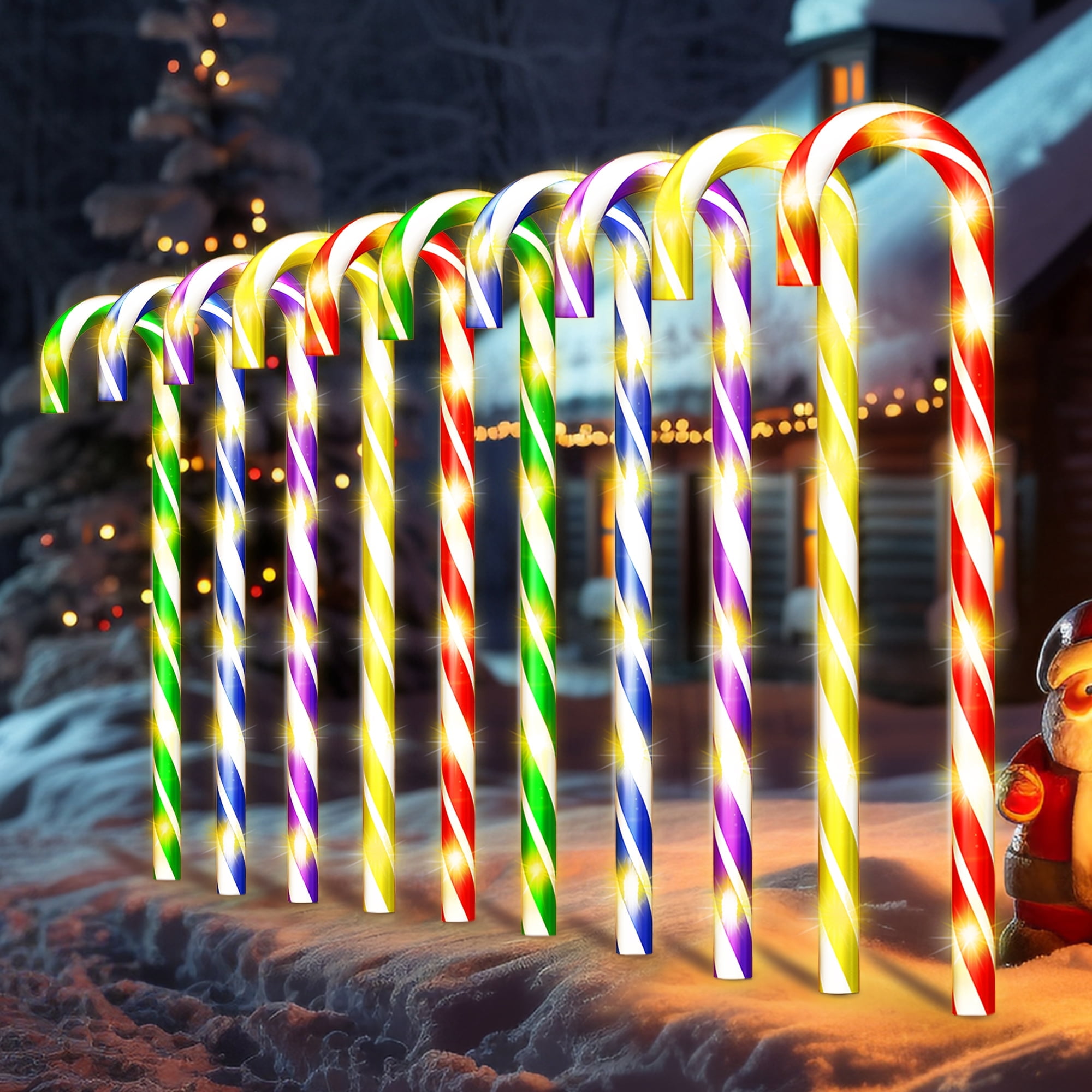 120LED 30inch 10PK Christmas Candy Cane Pathway Lights Outdoor Yard ...
