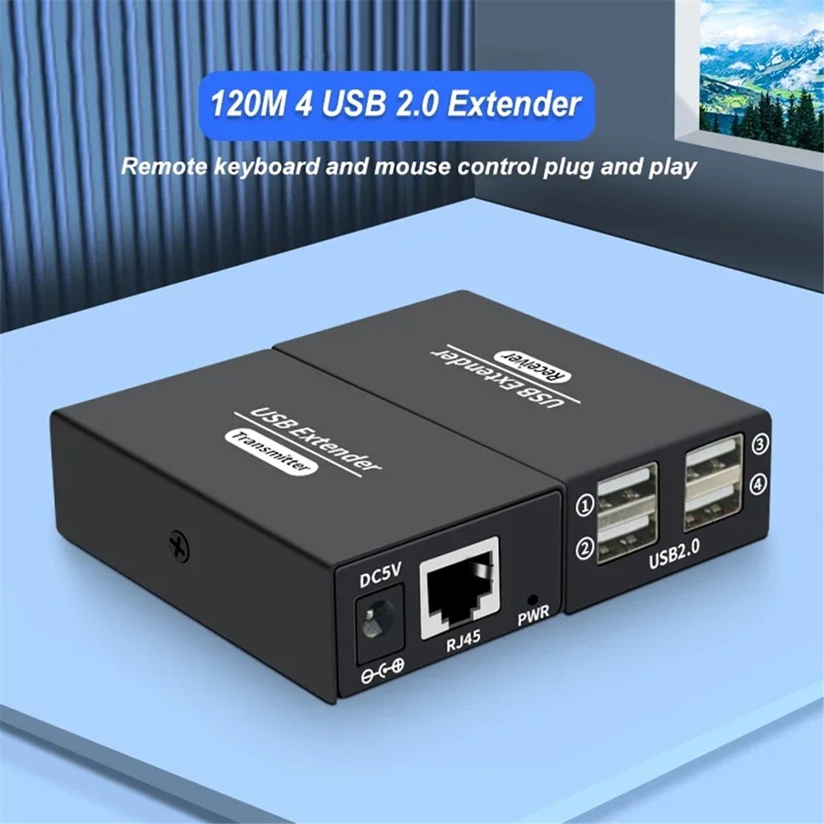 120M 4 Ports USB Extender over Ethernet RJ45 Cat6 Cable Hub Adapter ...