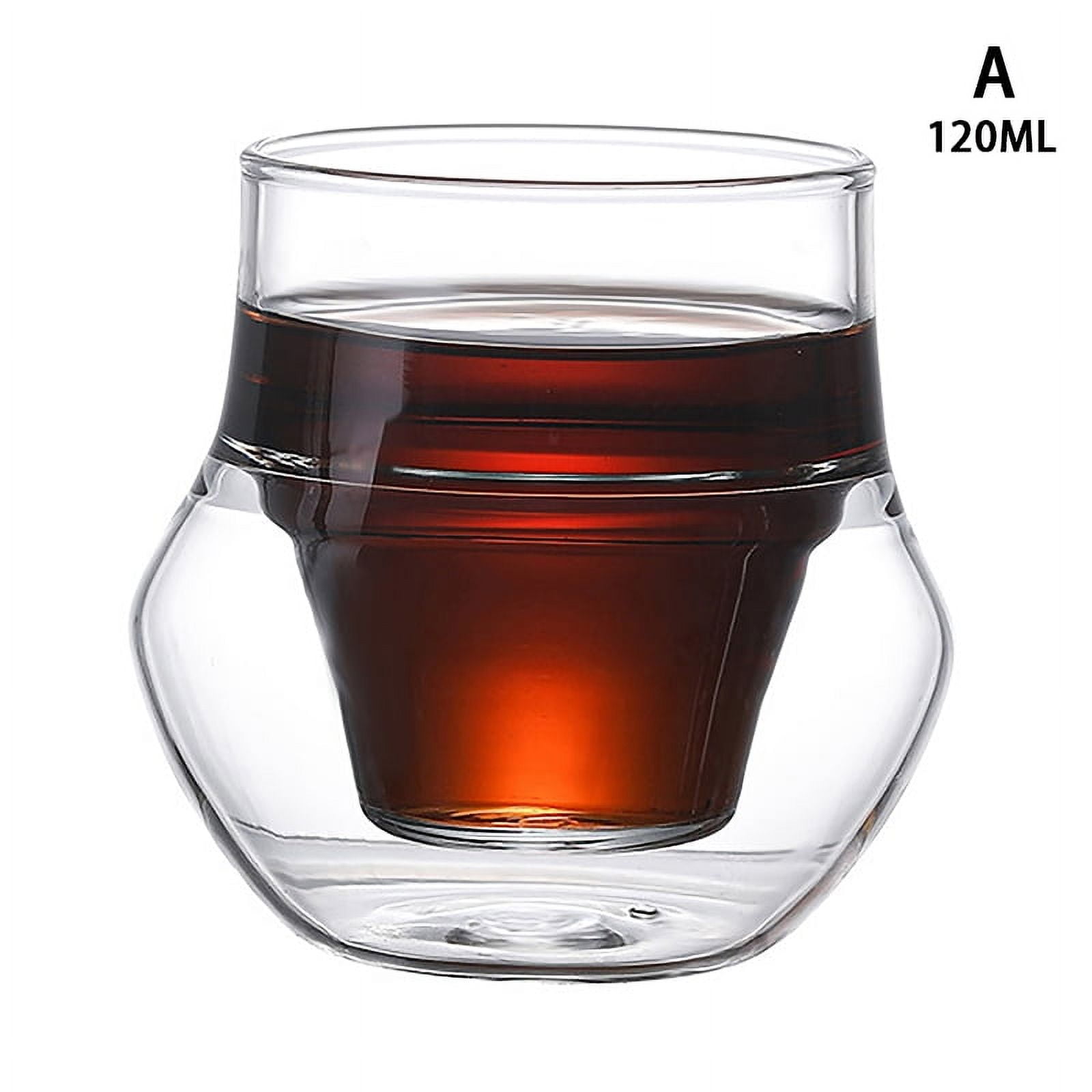 (120ML) Creative Tea Glass Cup Double Wall Design Transparent Glass ...